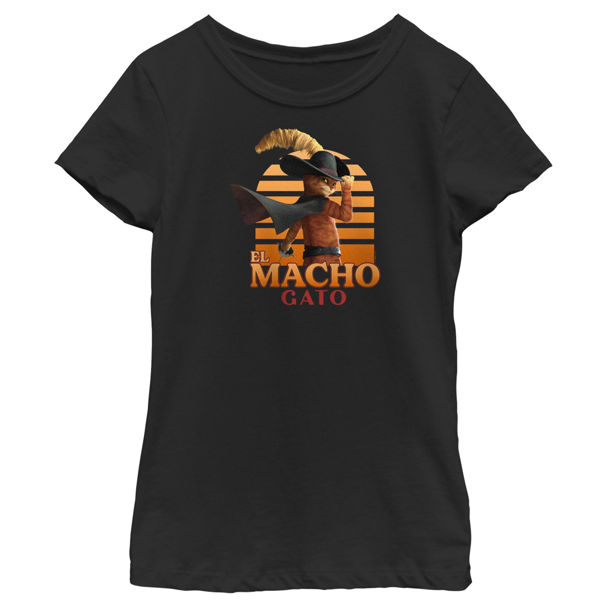 Girl's Puss in Boots: The Last Wish El Macho Gato Graphic Tee Black ...