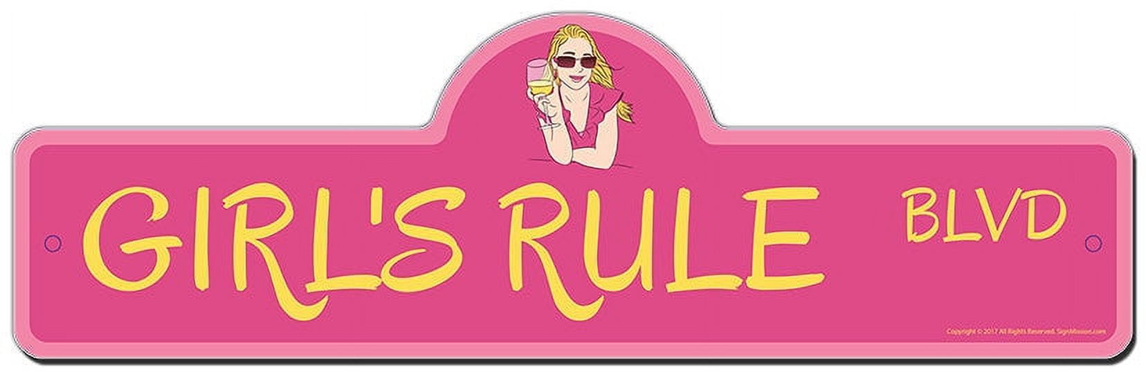 Girl's Rule Street Sign | Indoor/Outdoor | Funny Home D cor for Garages ...