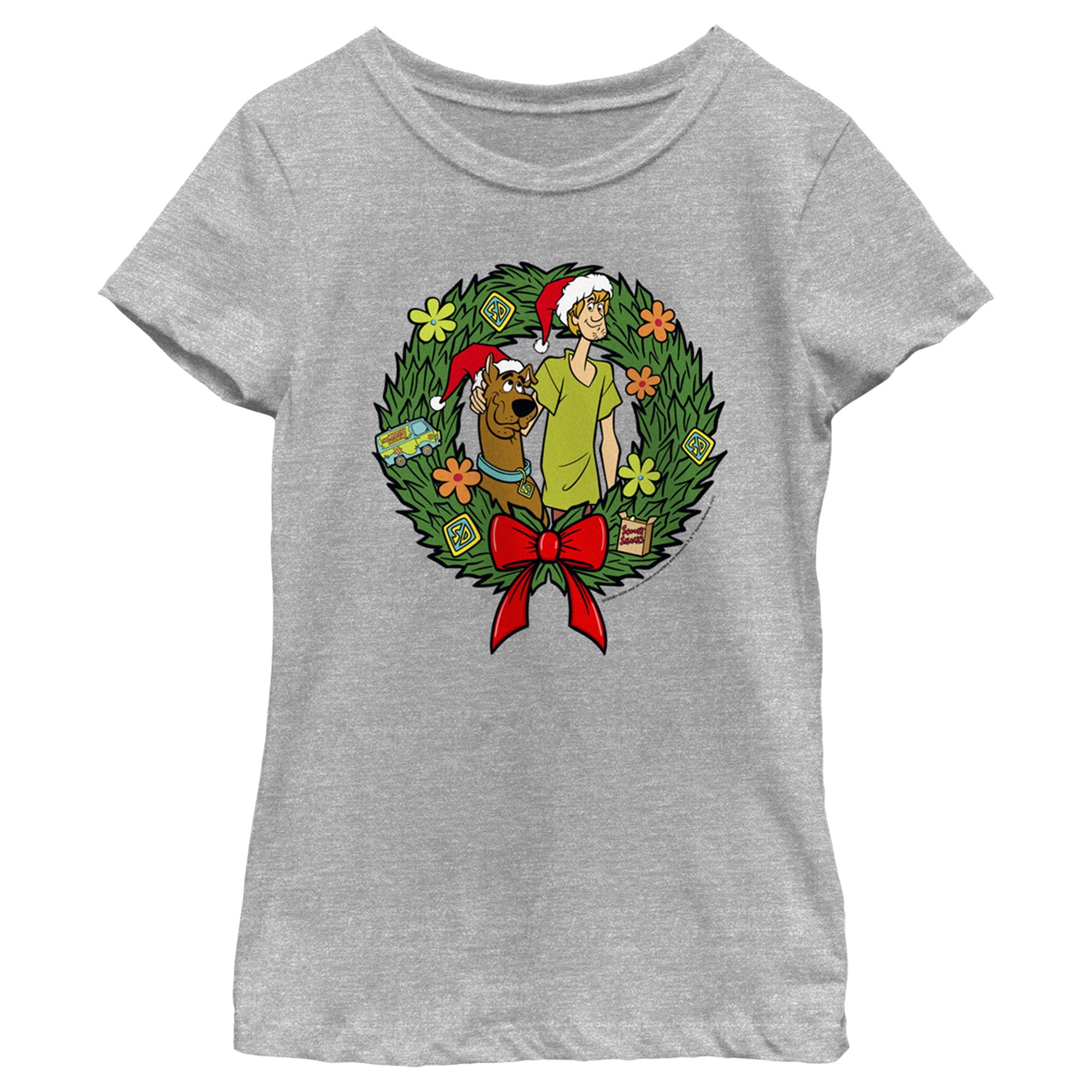 Girl's Scooby Doo Christmas Shaggy and Scooby Wreath Graphic Tee ...