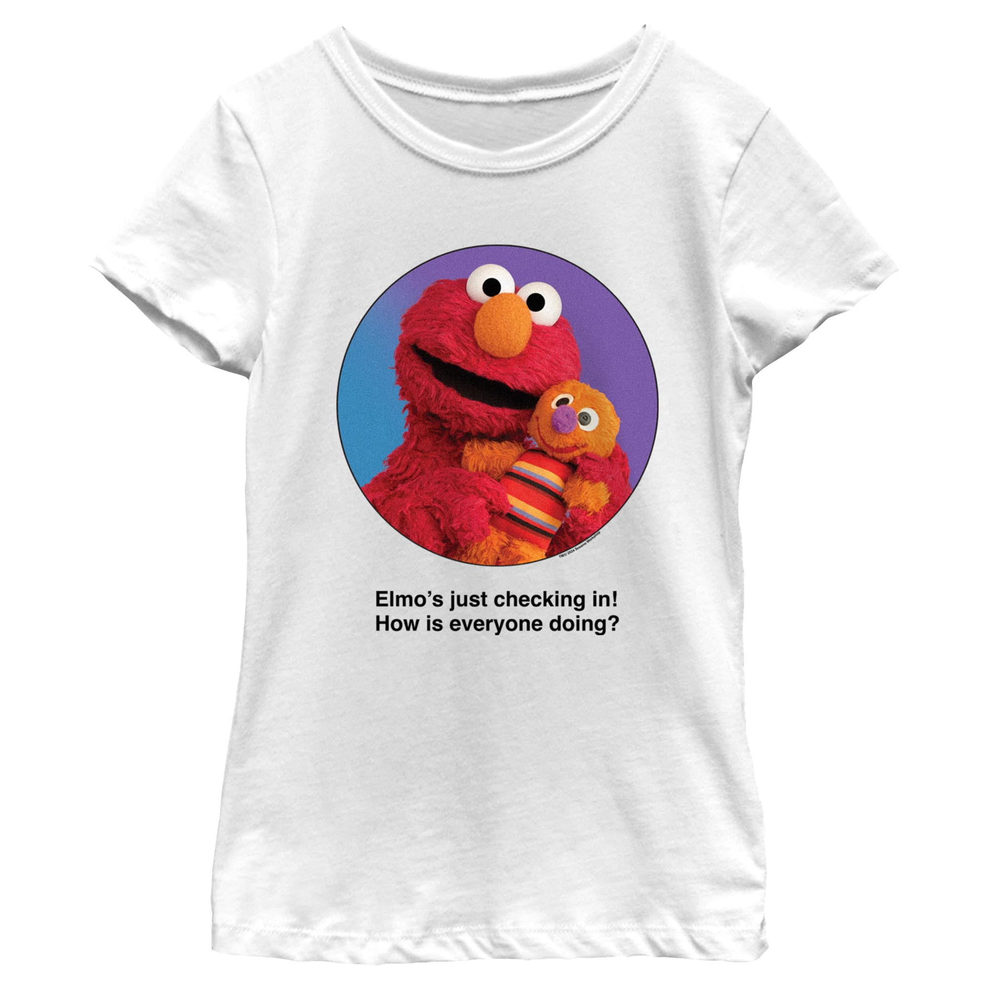 Girl's Sesame Street Elmo Portrait Checking In Graphic T-Shirt ...