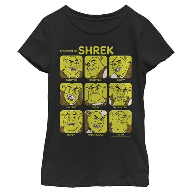 Girl's Shrek Shrek's Emotions Chart Graphic Tee Black Medium - Walmart.com
