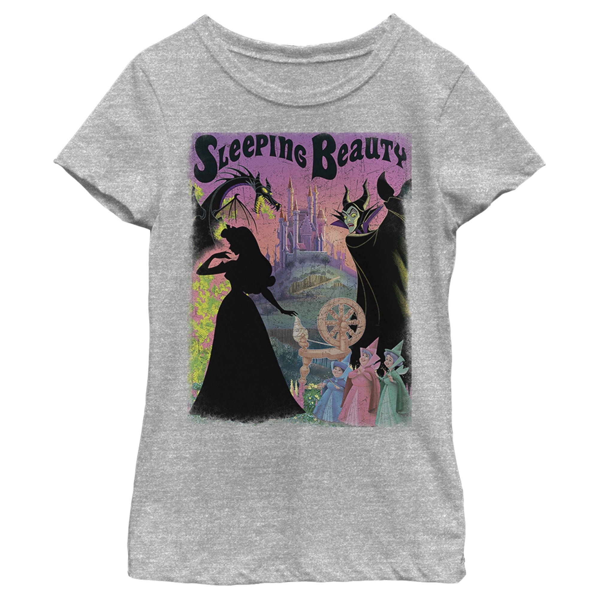 Girl's Sleeping Beauty Silhouettes Graphic Tee Athletic Heather Medium ...