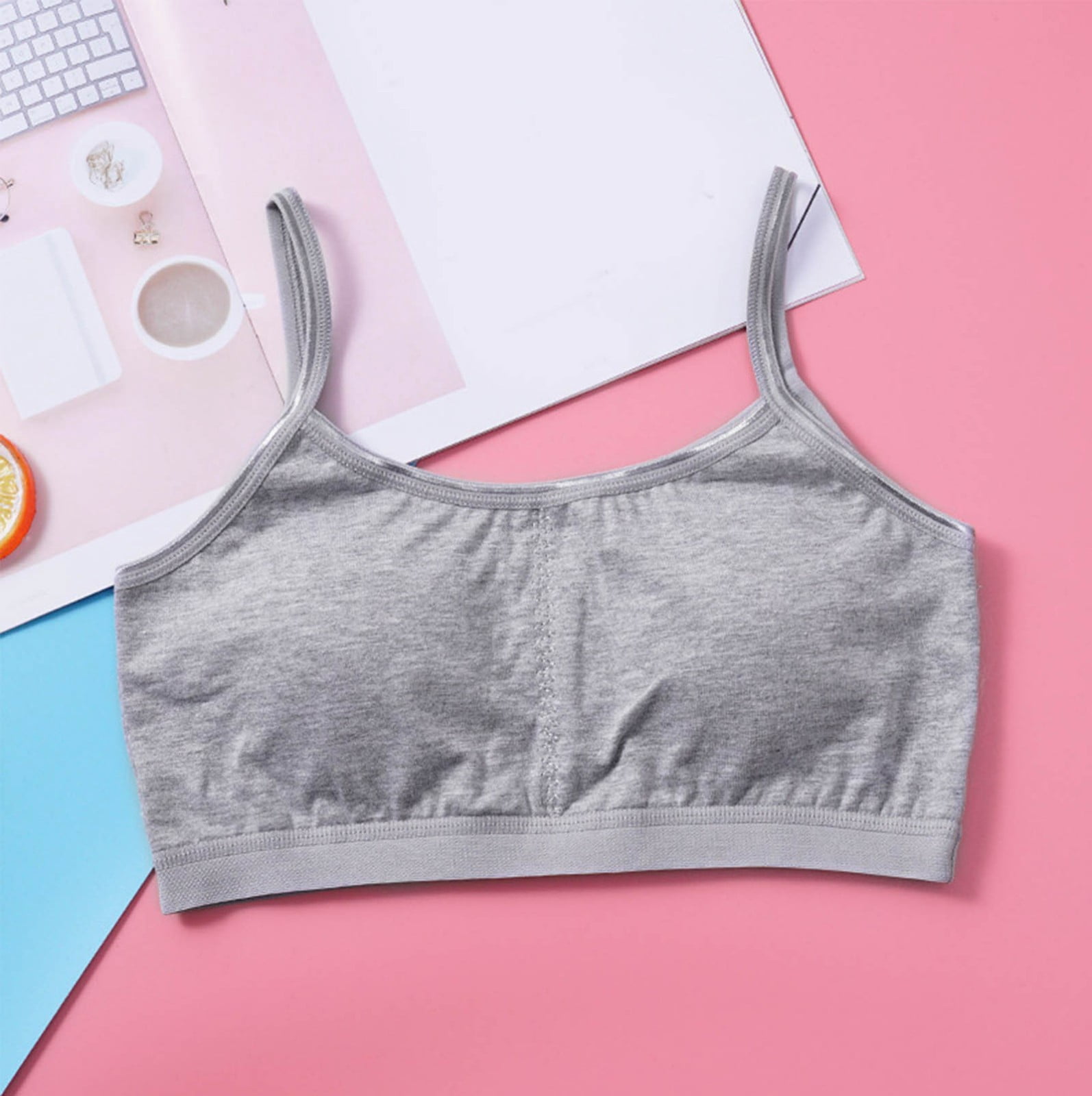 Girl's Soft Cotton Bra Wireless Developmental Student Underwear Tops ...