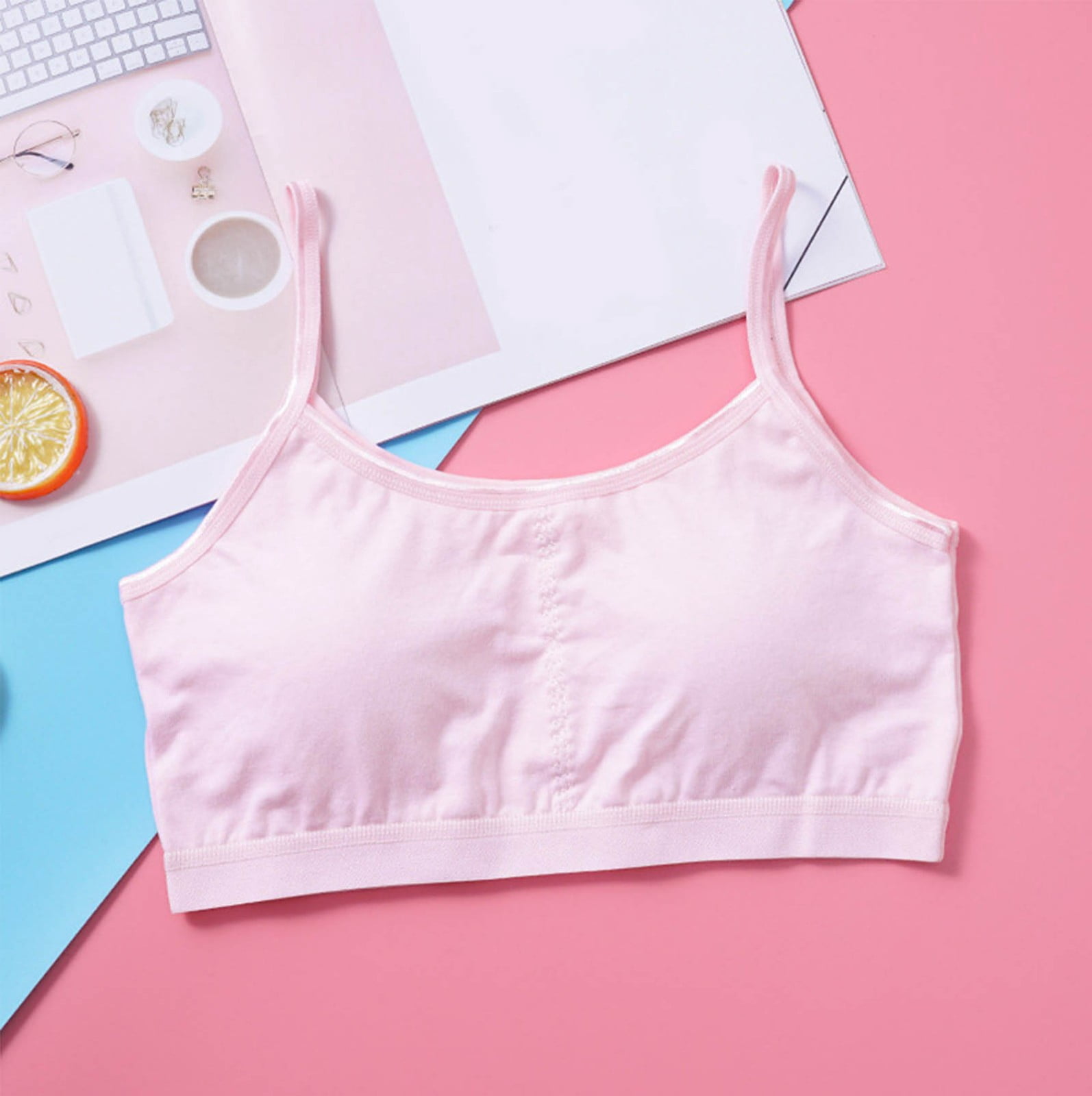 Girl's Soft Cotton Bra Wireless Developmental Student Underwear Tops ...