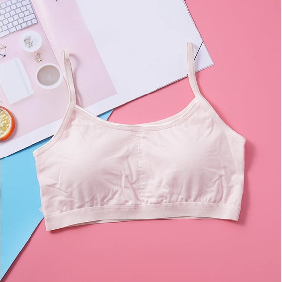 Girl's Soft Cotton Bra Wireless Developmental Student Underwear Tops ...