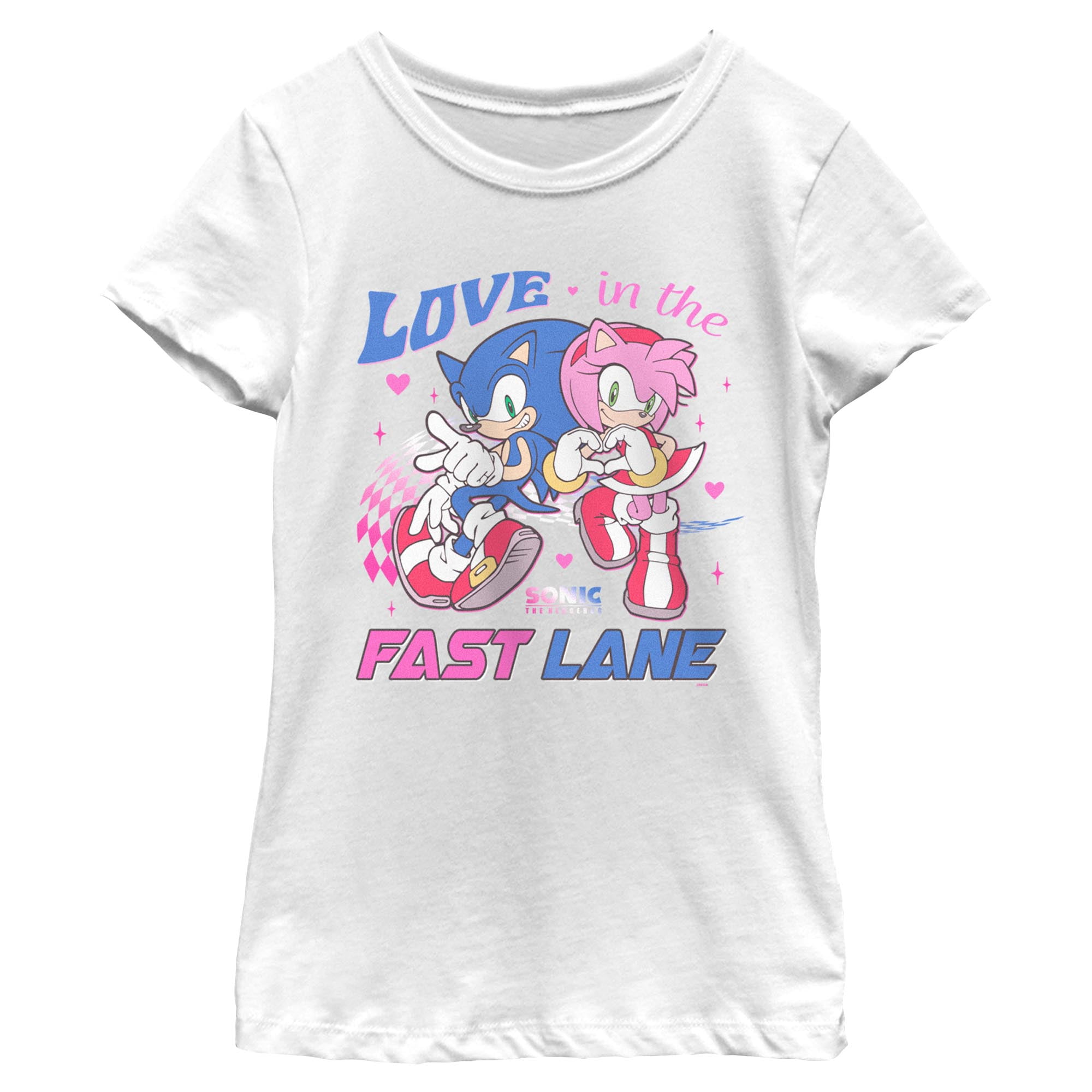 Girl's Sonic the Hedgehog Pink And Blue In The Fast Lane Graphic T ...