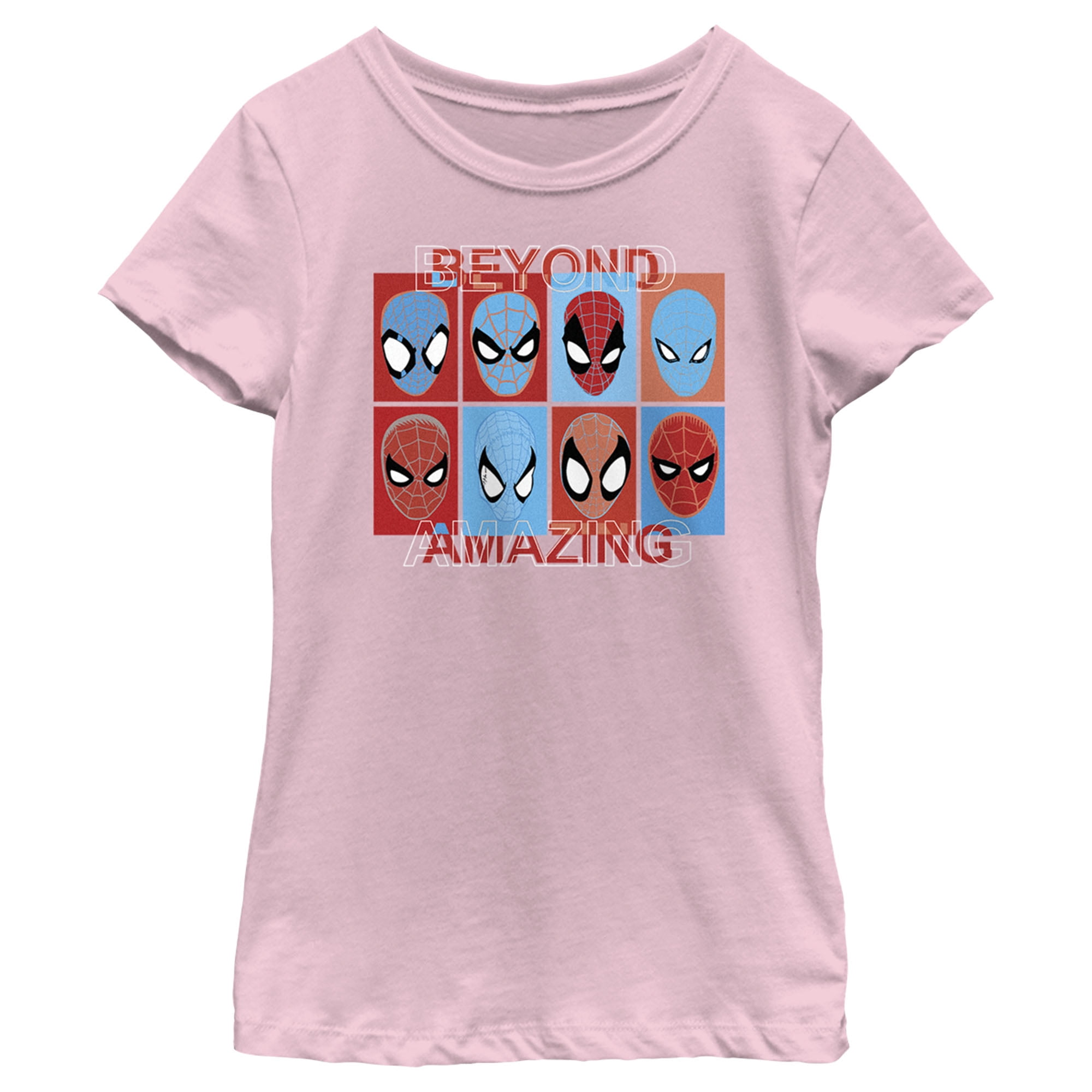 Girl's Spider-Man: Beyond Amazing Mask Squares Graphic Tee Light Pink X ...