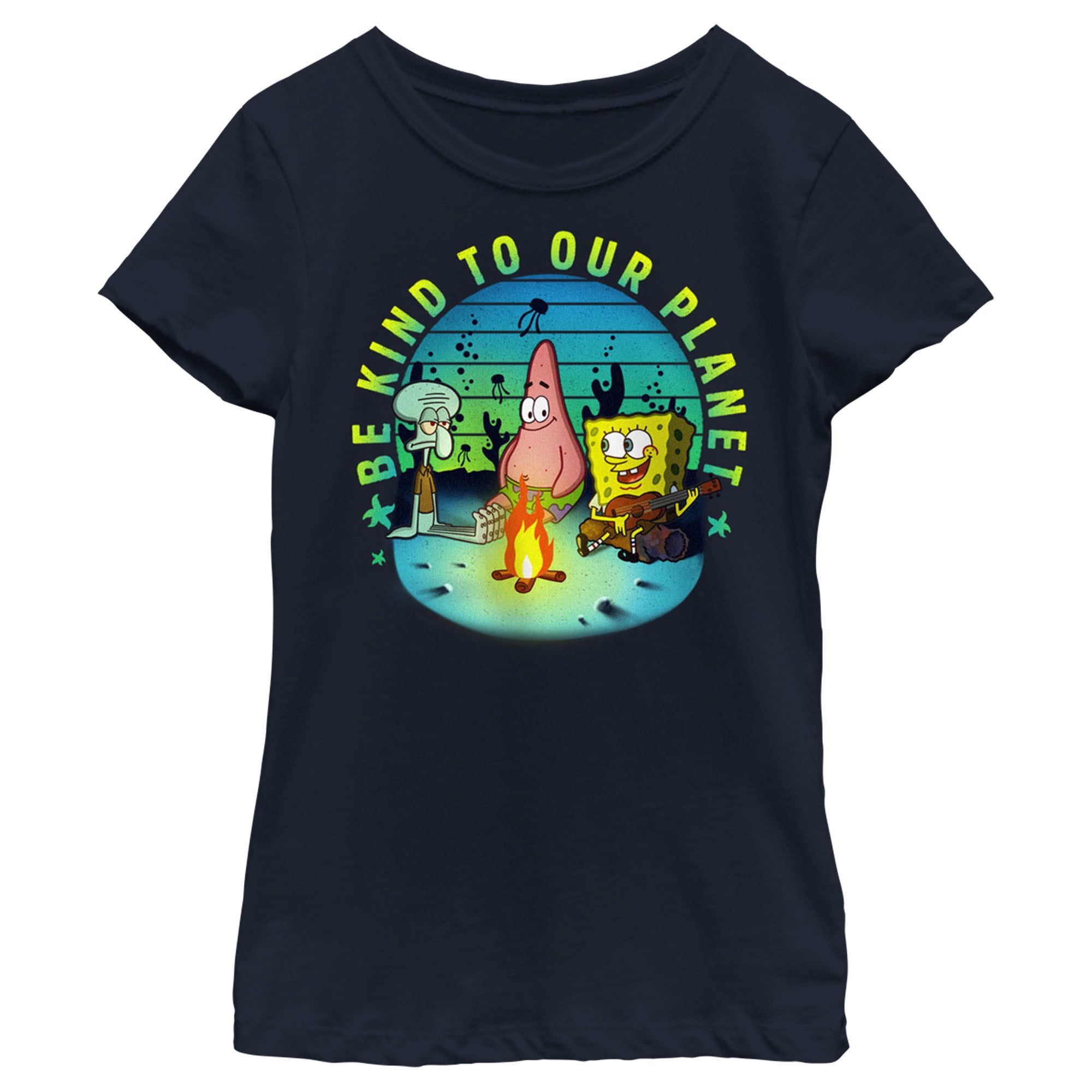 Girl's SpongeBob SquarePants Be Kind to Our Planet Graphic Tee Navy ...