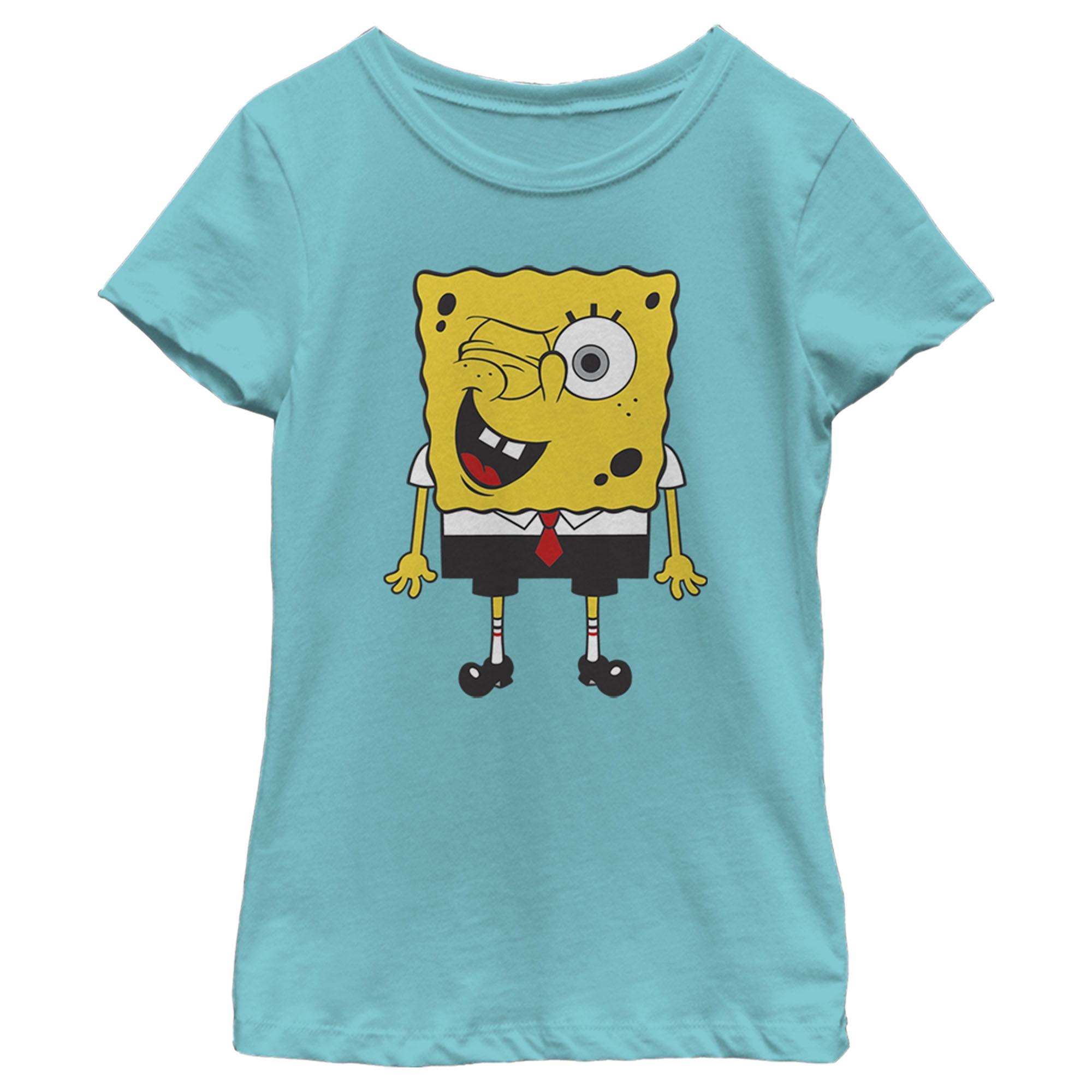 Girl's SpongeBob SquarePants Wink Attitude Graphic Tee Tahiti Blue ...