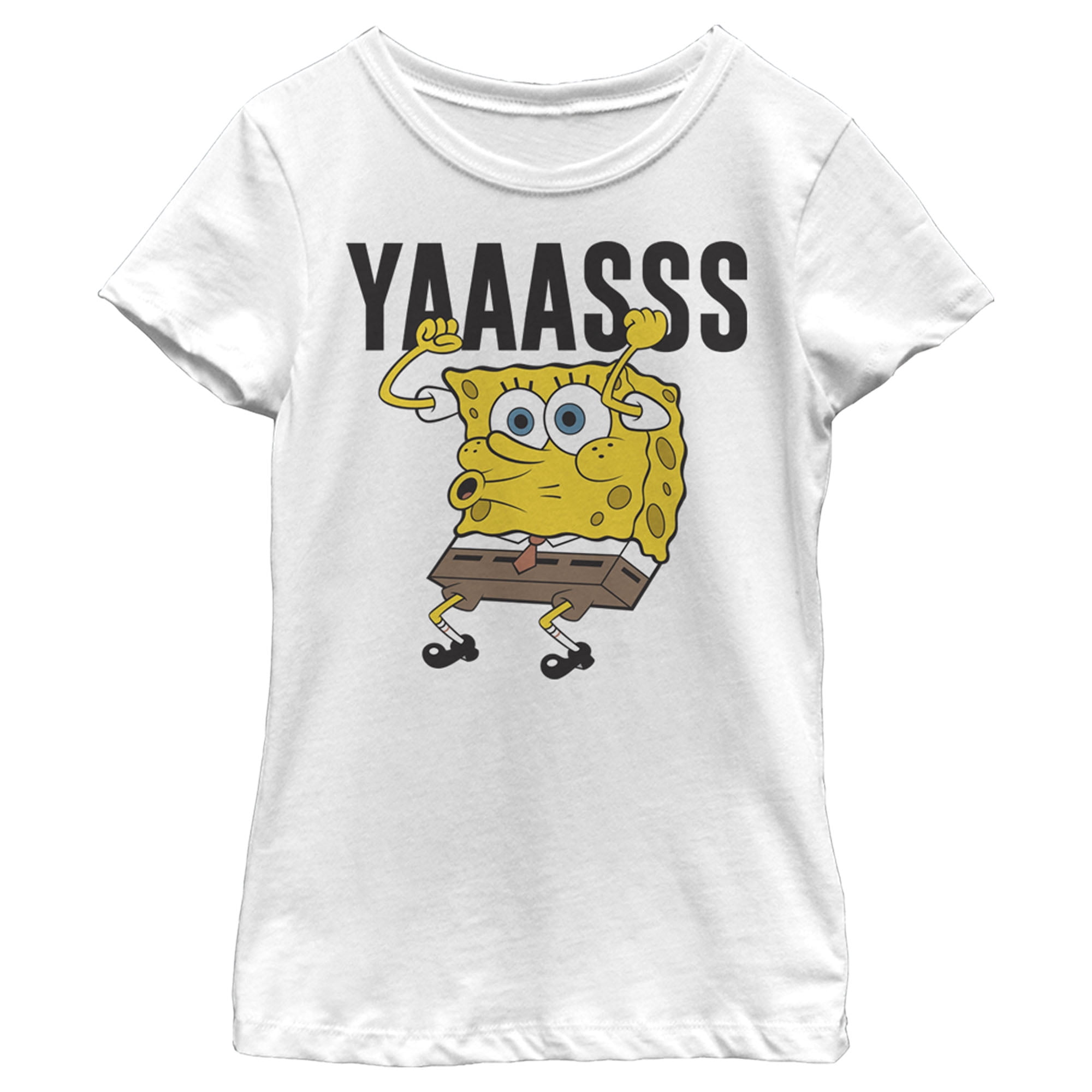 Girl's SpongeBob SquarePants Yasss Cheer Graphic Tee White Medium ...