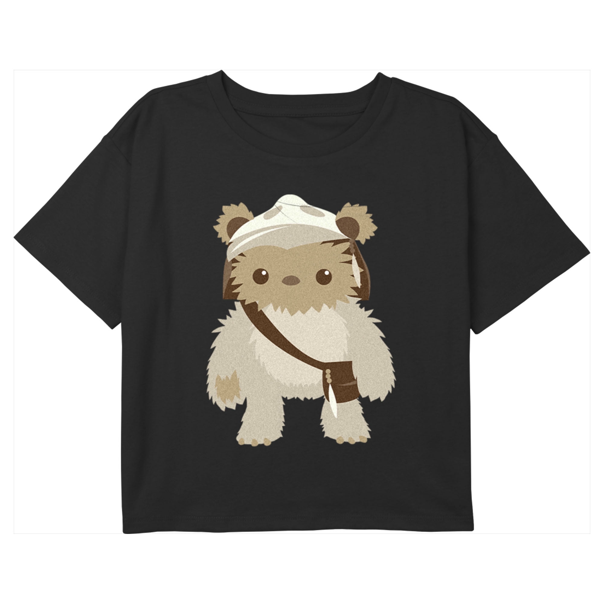 Girl's Star Wars Cute Cartoon Ewok Graphic Cropped T-Shirt Black Small ...