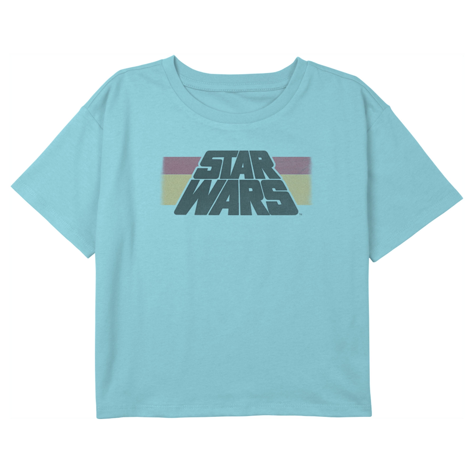 Girl's Star Wars Distressed Horizontal Stripe Logo Graphic Cropped T ...