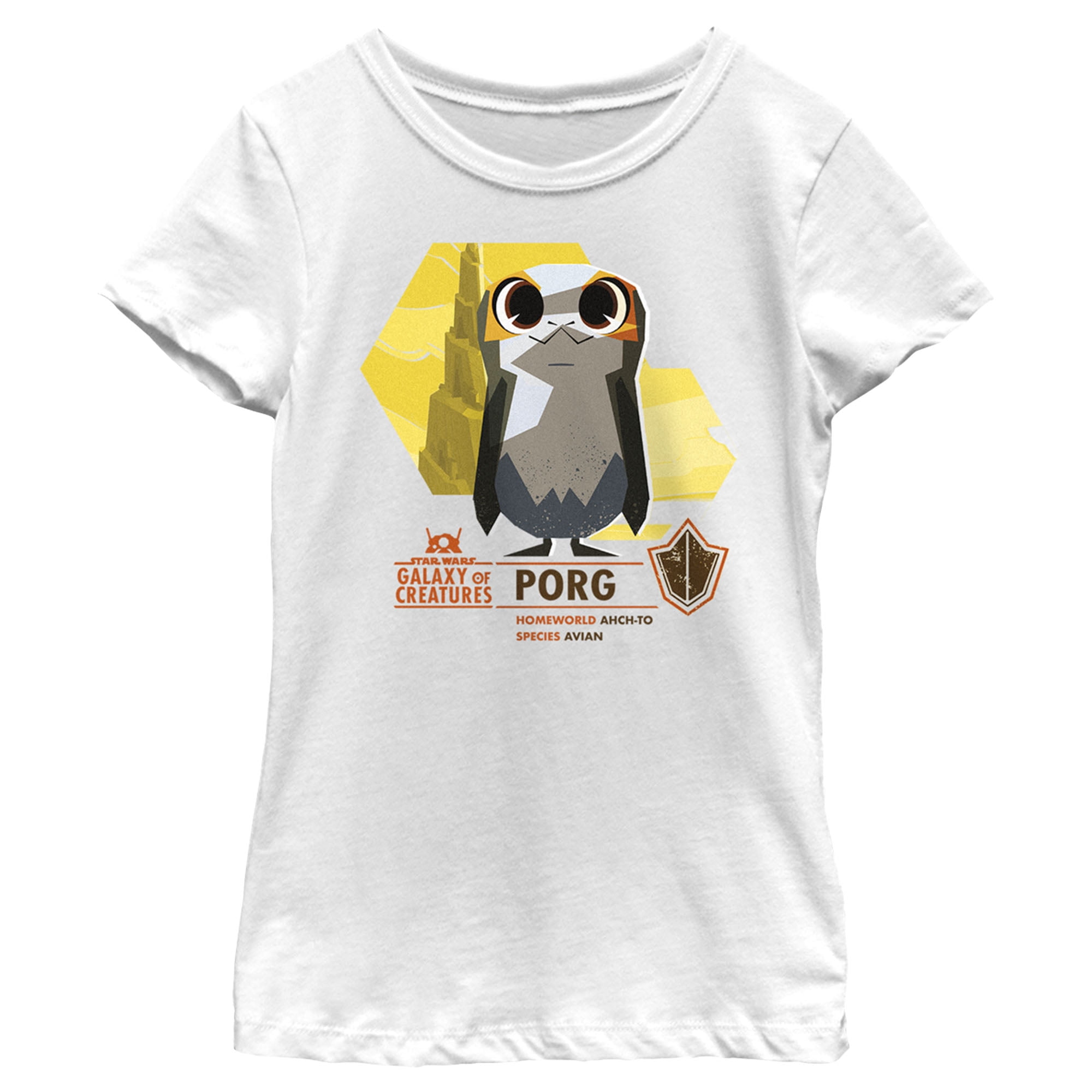 Girl's Star Wars: Galaxy of Creatures The Porg Graphic Tee White Medium ...