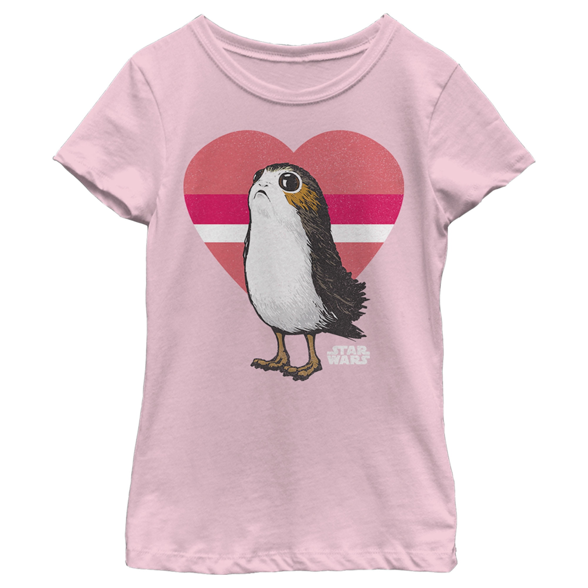 Girl's Star Wars: The Last Jedi Valentine Porg Striped Heart Graphic ...