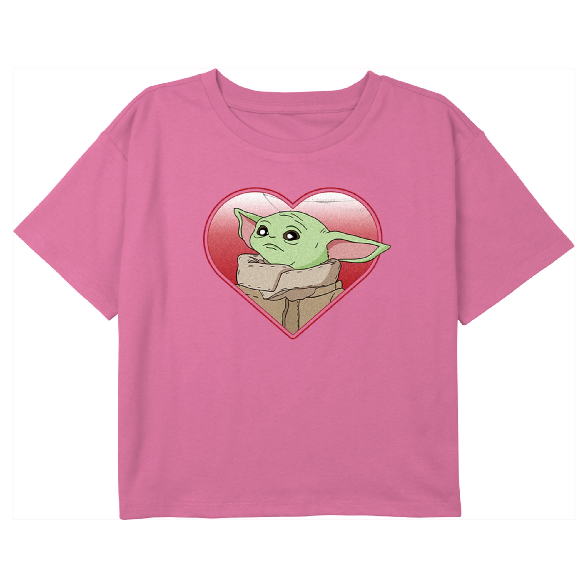 Girl's Star Wars: The Mandalorian Grogu Heart Look Crop Graphic Tee ...