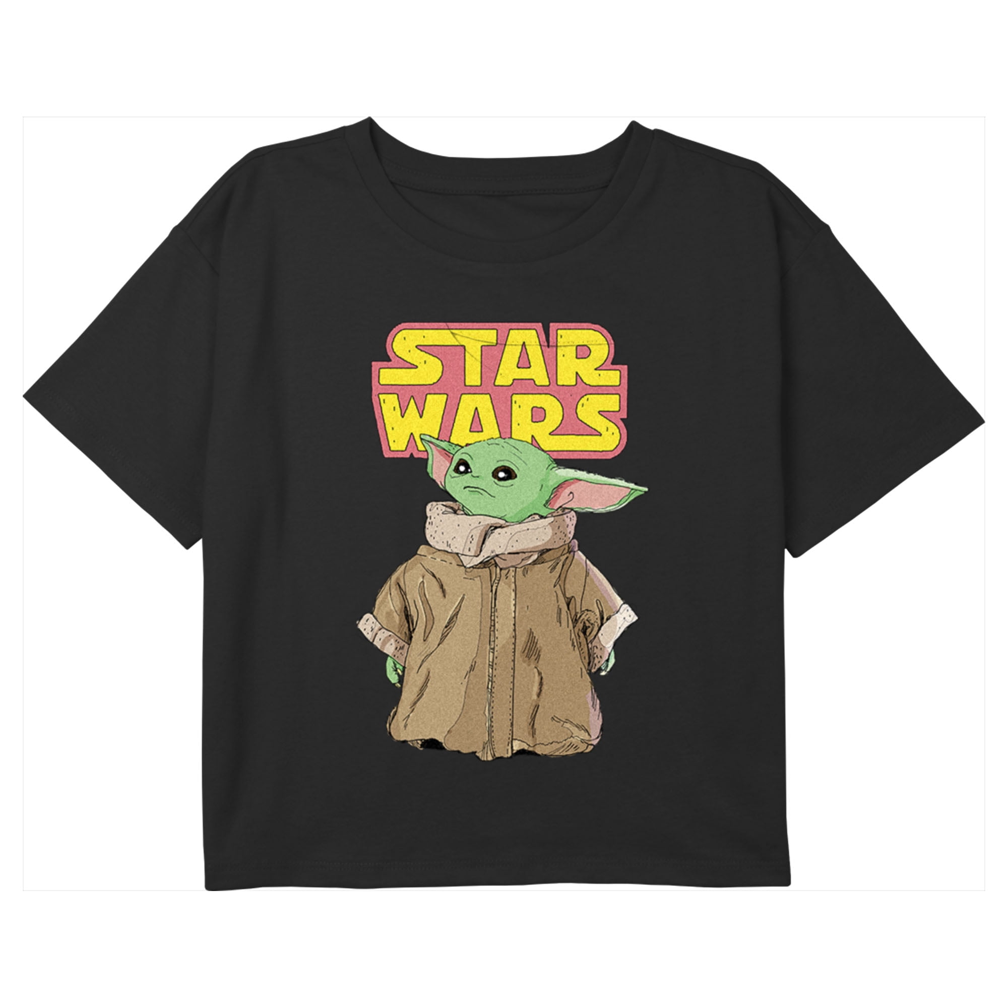 Girl's Star Wars: The Mandalorian Grogu Retro Logo Stance Graphic ...