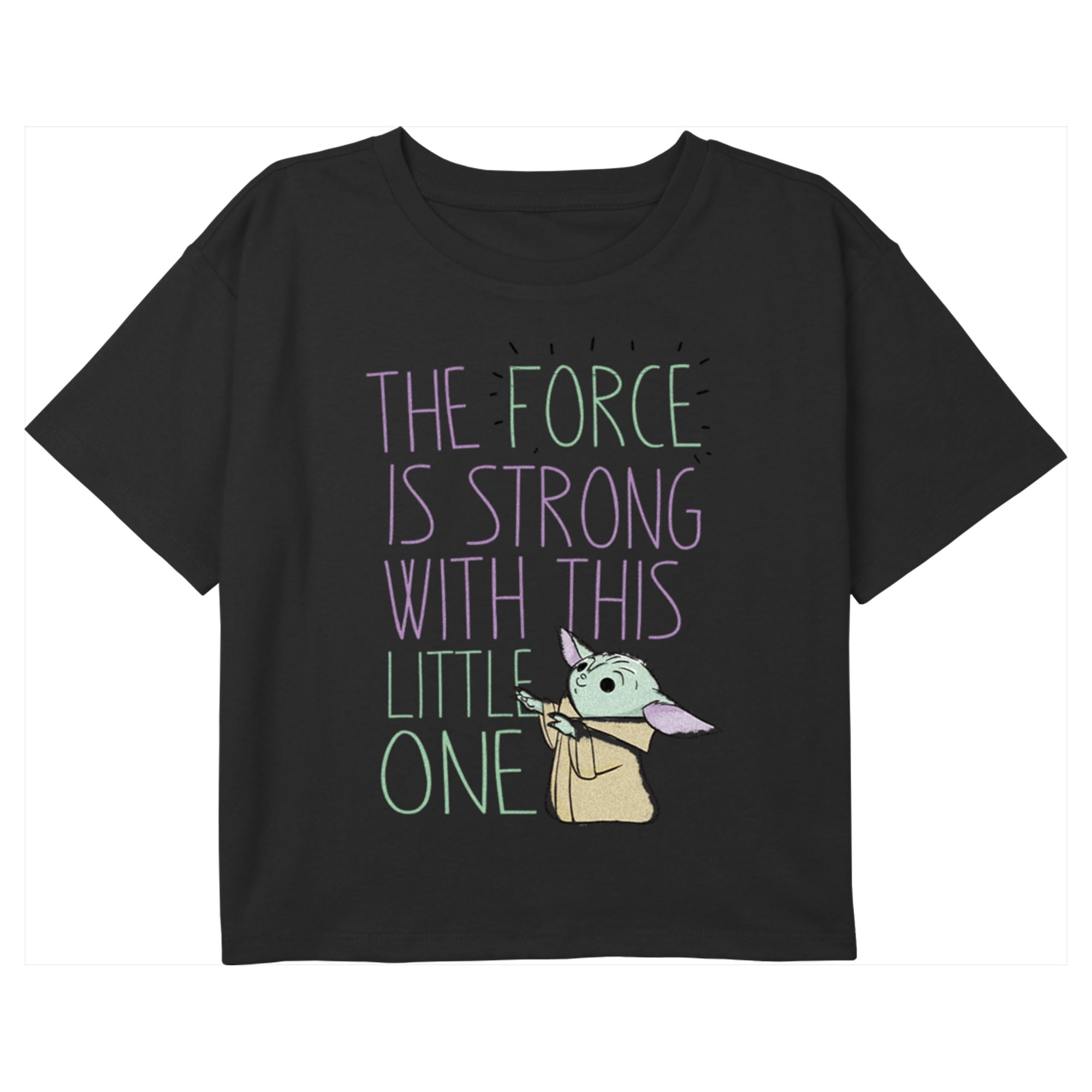 Girl's Star Wars: The Mandalorian Grogu The Force is Strong Graphic ...