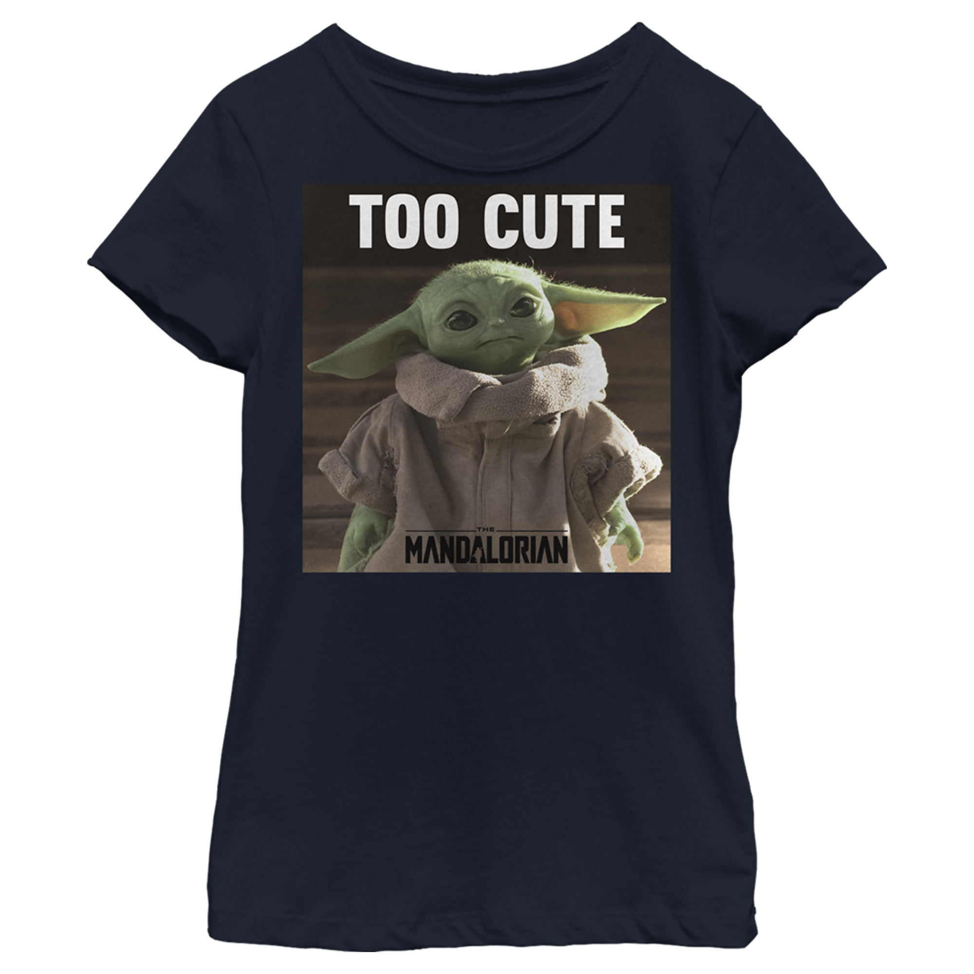 Girl's Star Wars: The Mandalorian Grogu Too Cute Scene Graphic Tee Navy ...