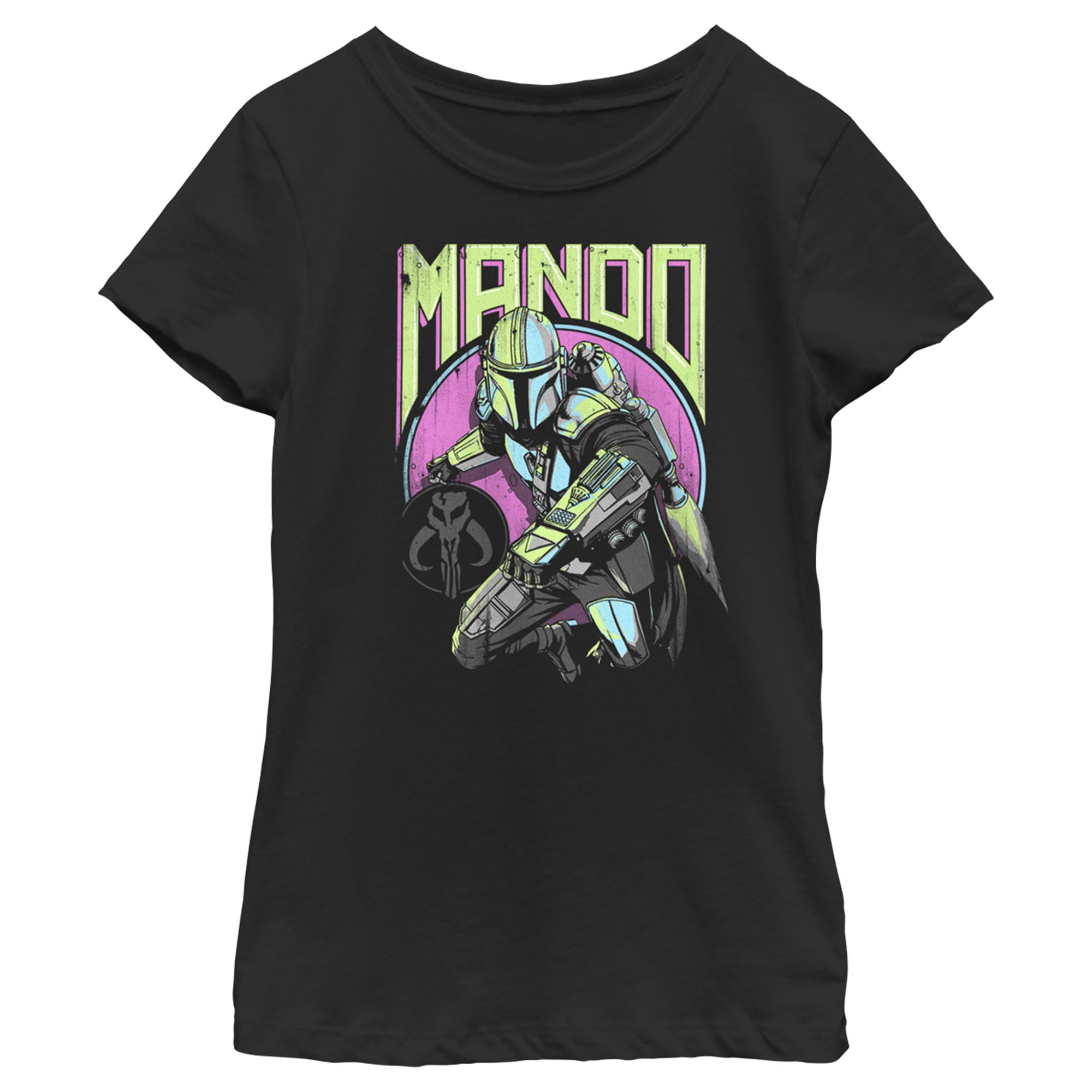 Girl's Star Wars: The Mandalorian Mando Into Action Graphic Tee Black ...