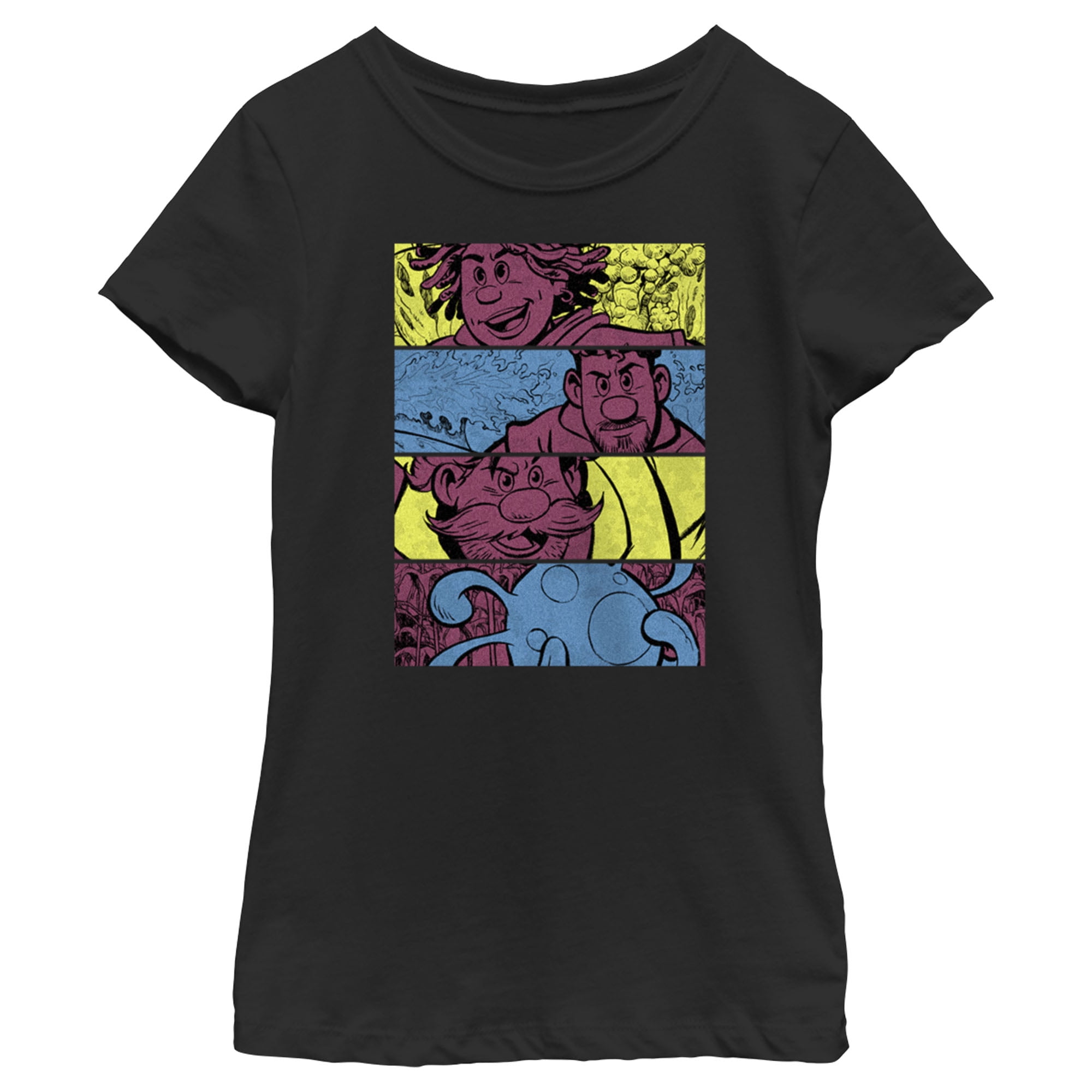 Girl's Strange World Clade Family Comic Strips Graphic Tee Black Medium ...