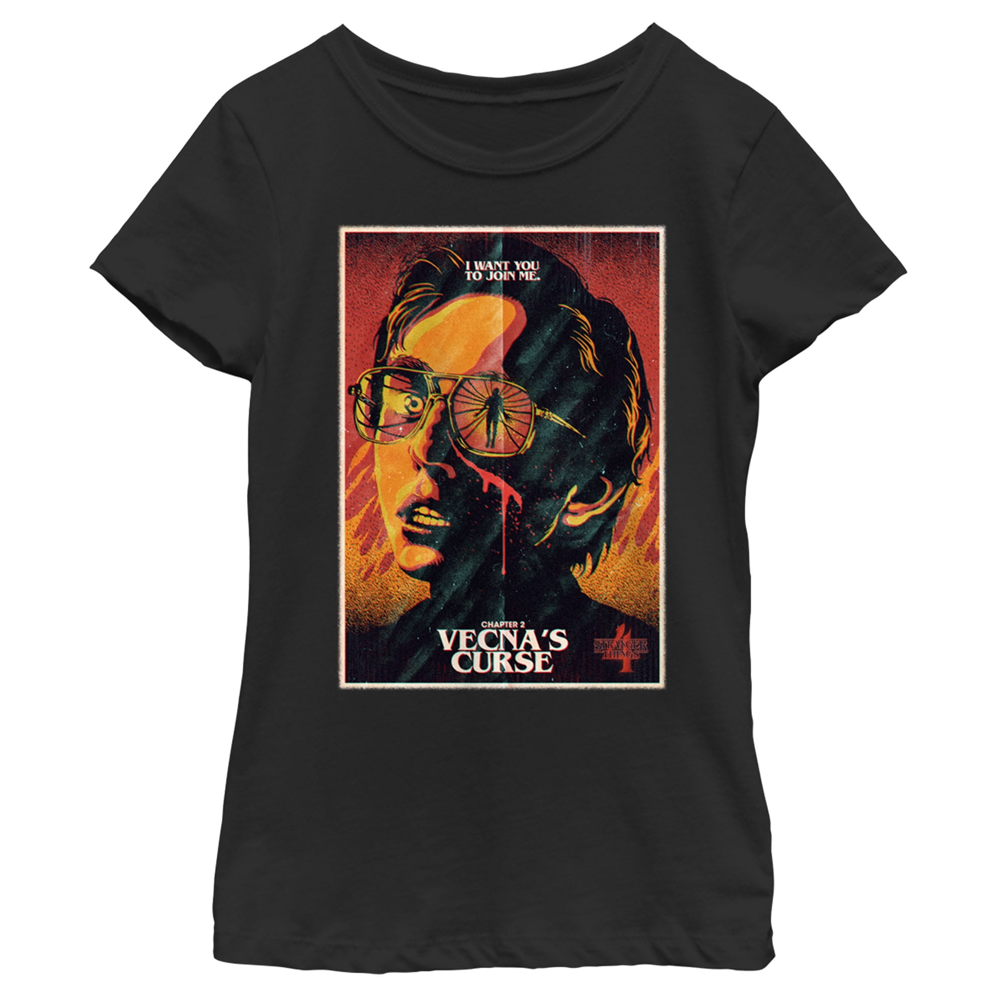 Girl's Stranger Things Retro Vecna's Curse Poster Graphic T-Shirt ...
