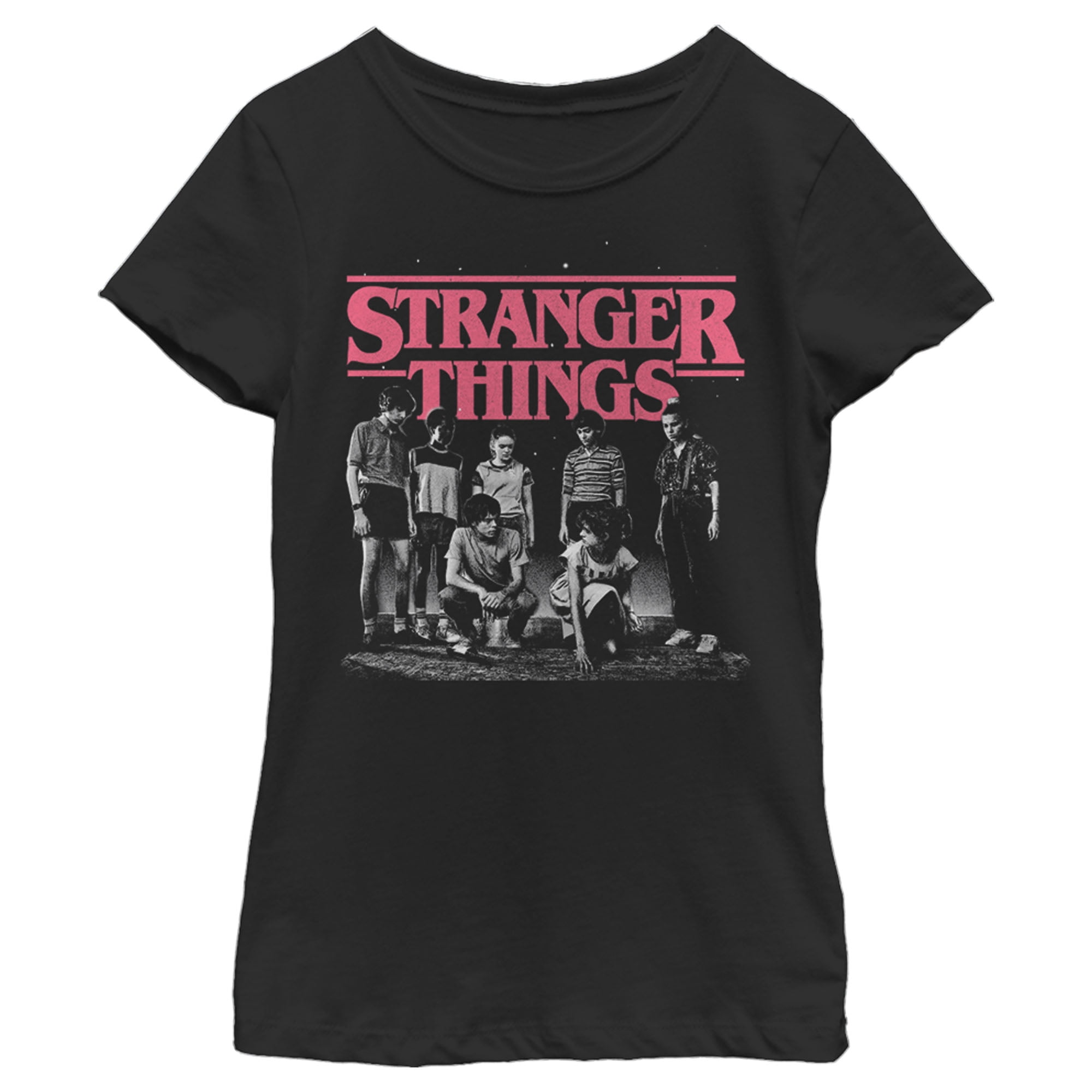 Stranger Things Girl's Merchandise: Faded Logo Graphic Tee, Black ...
