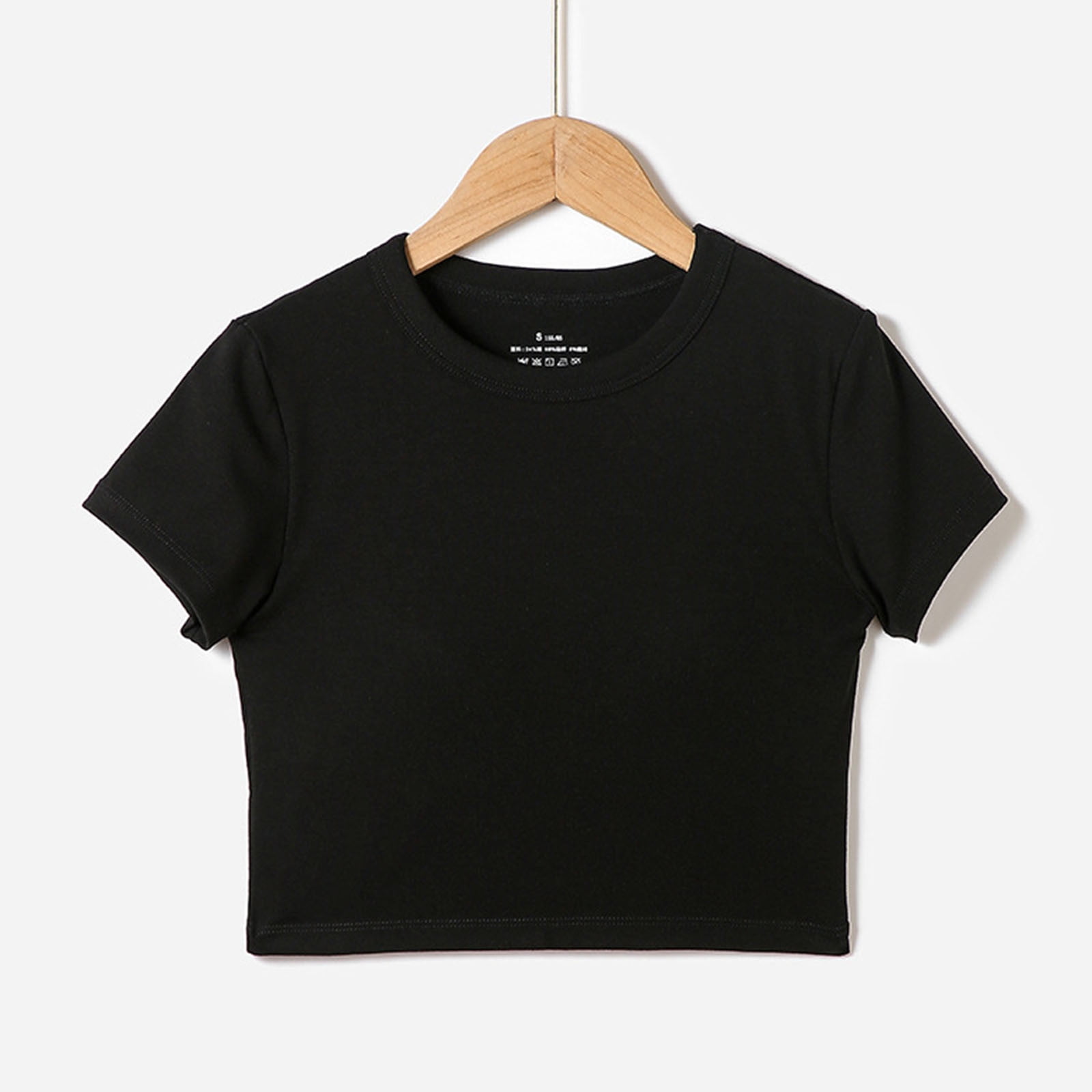 Girl's Summer Crop Top Short Sleeve Color Block T-Shirts with Chest ...
