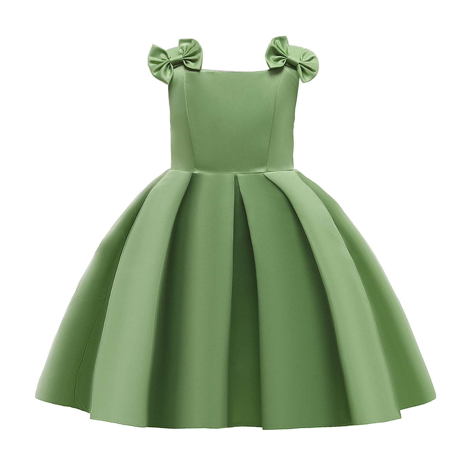 Girl's Summer Dresses Spring Summer Solid Ruffle Short Sleeve Bow Tie ...