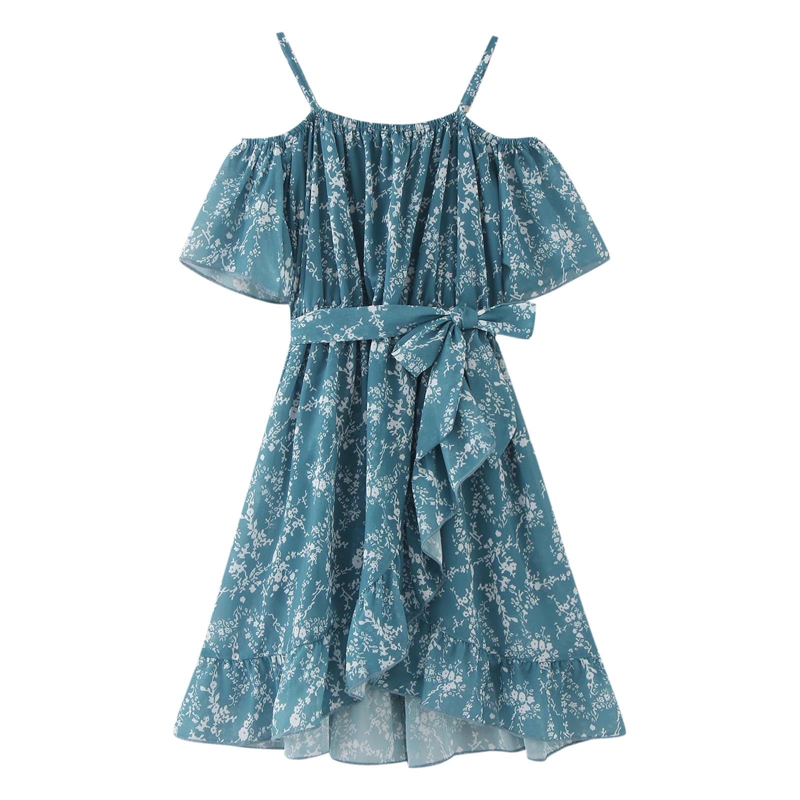 Girl's Summer Dresses Summer Suspender Floral Flanged Small Fresh ...