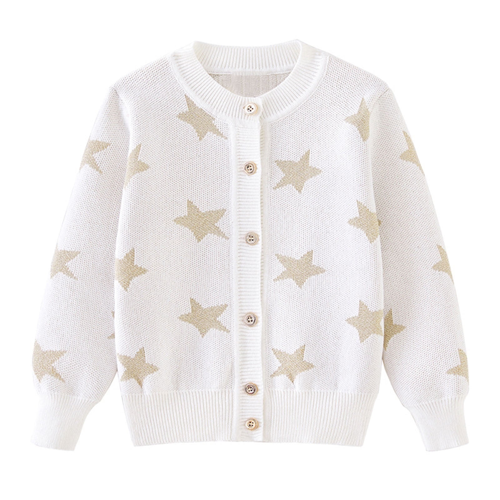 Girl's Sweater Cardigan Long Sleeve Button Knit Stars Spring Cute ...