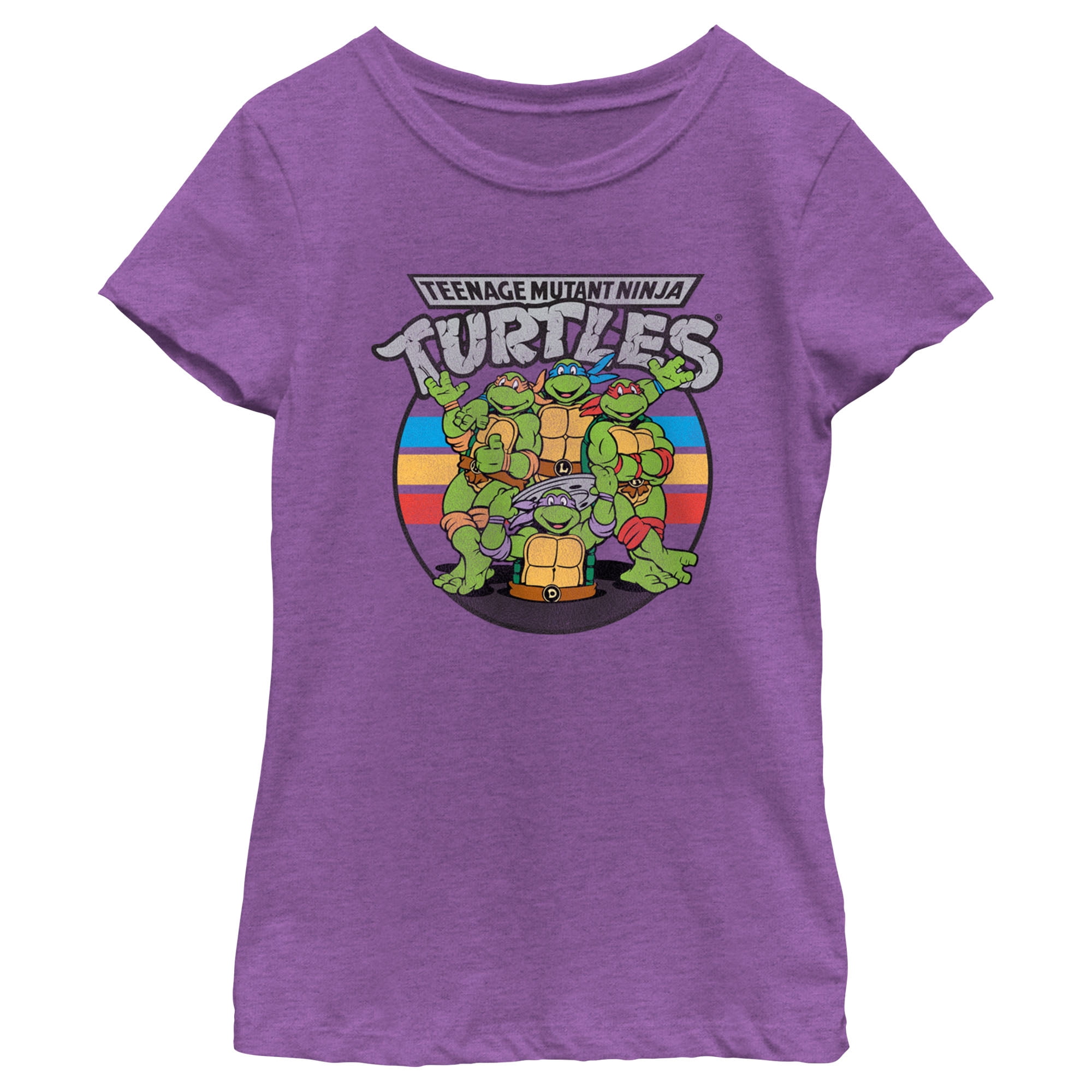 Girl's Teenage Mutant Ninja Turtles Distressed Retro Striped Brothers ...
