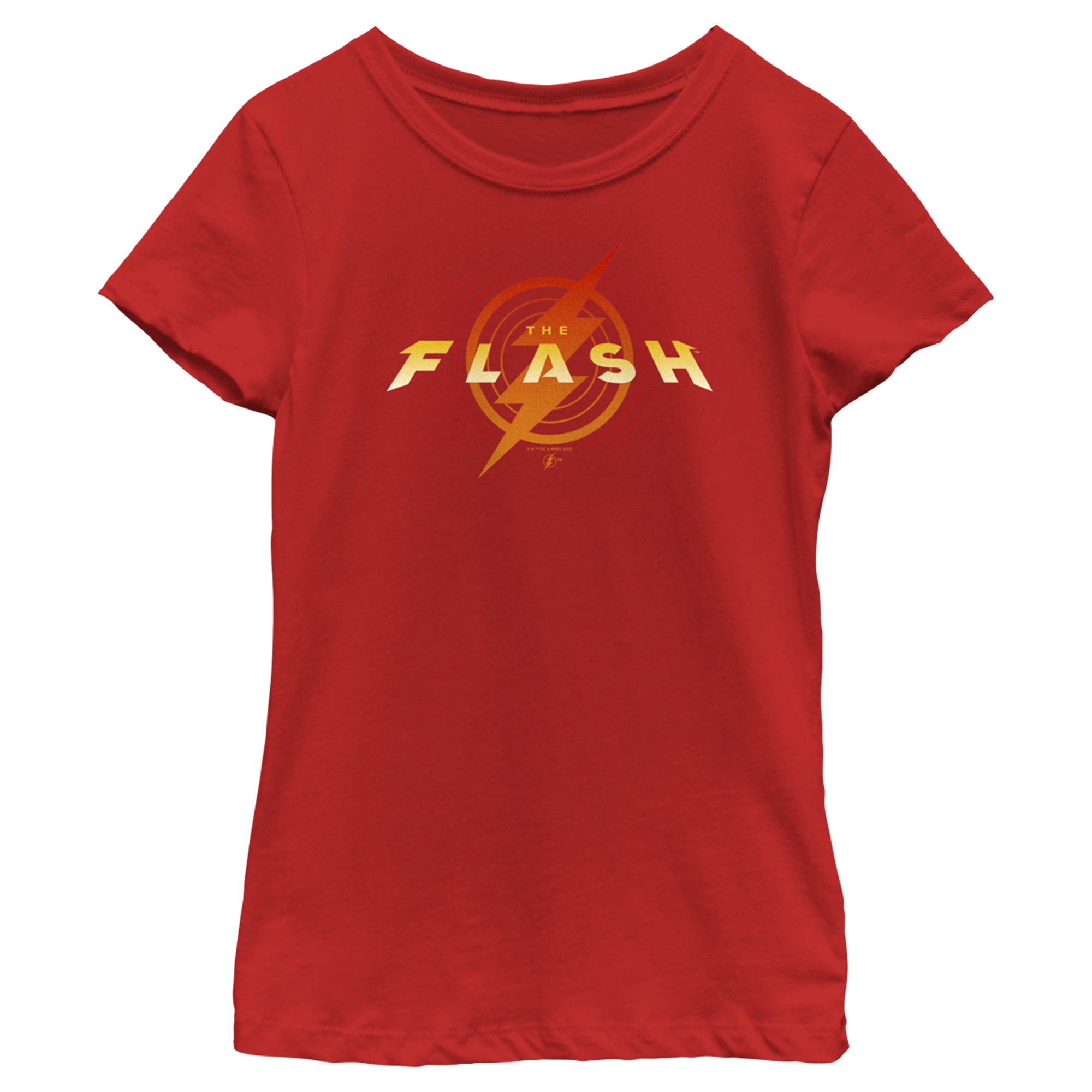Girl's The Flash Animated Yellow Logo Graphic Tee Red Large - Walmart.com