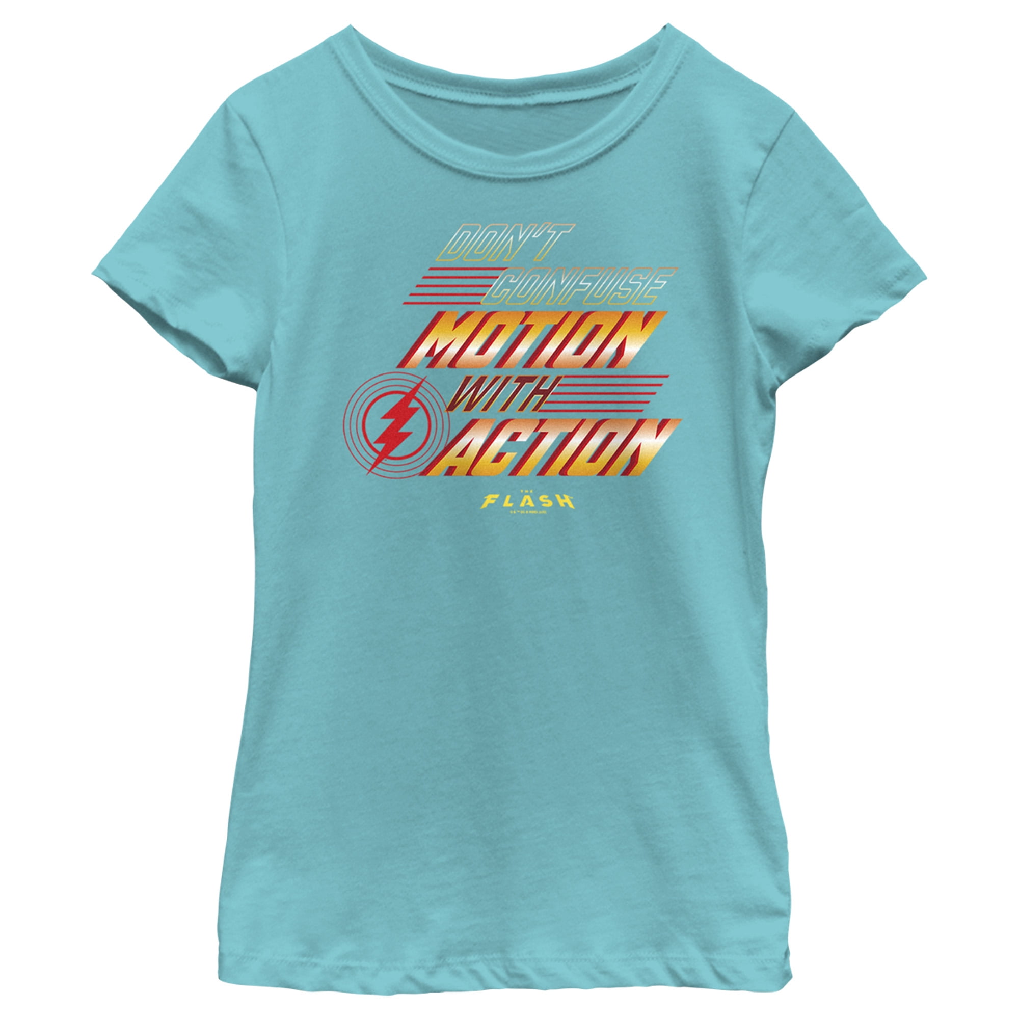 Girl's The Flash Don't Confuse Motion Graphic Tee Tahiti Blue Medium ...