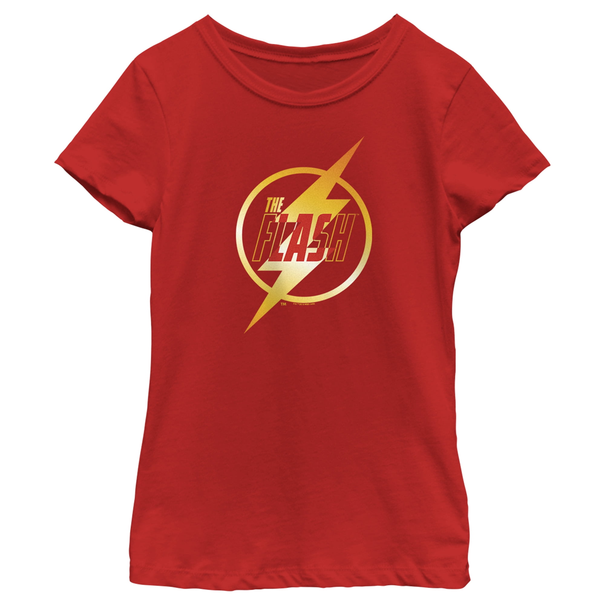 Girl's The Flash Gold Lightning Emblem Graphic Tee Red Large - Walmart.com