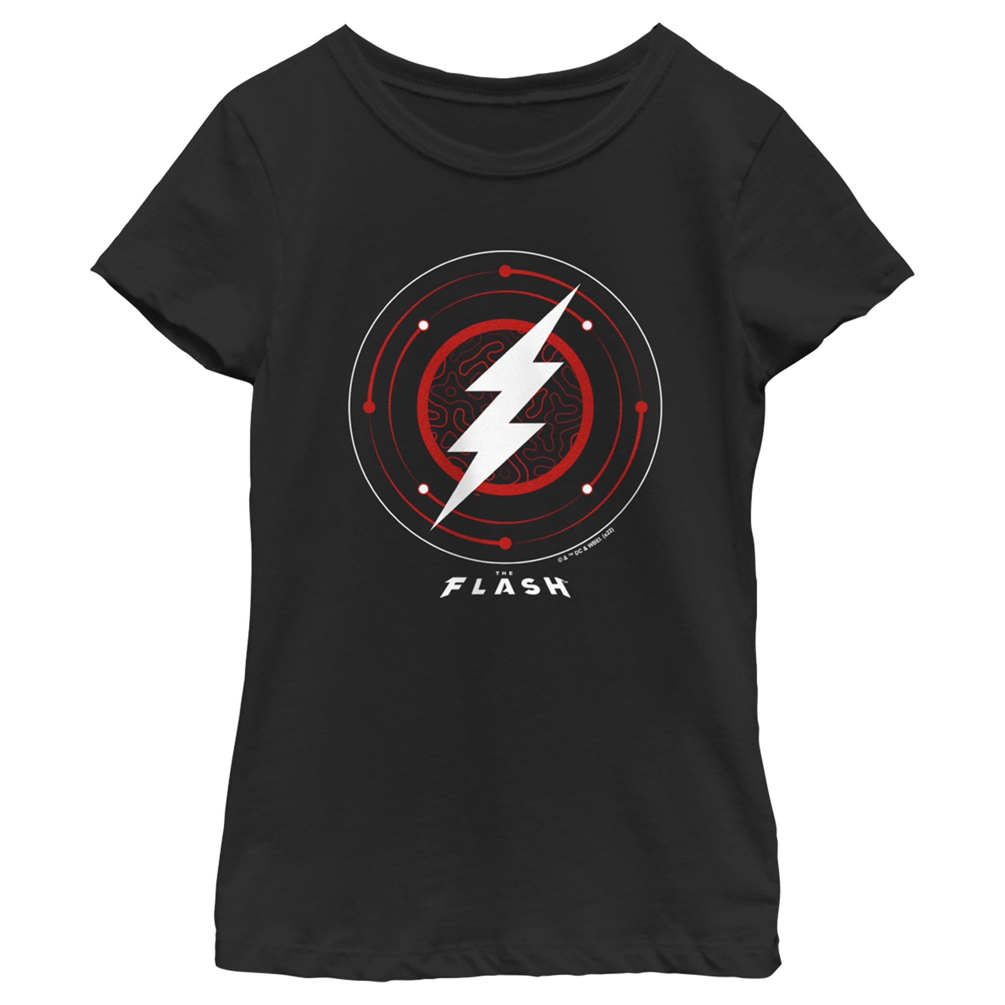 Girl's The Flash White Lightning Bolt Stamp Graphic Tee Black Large ...