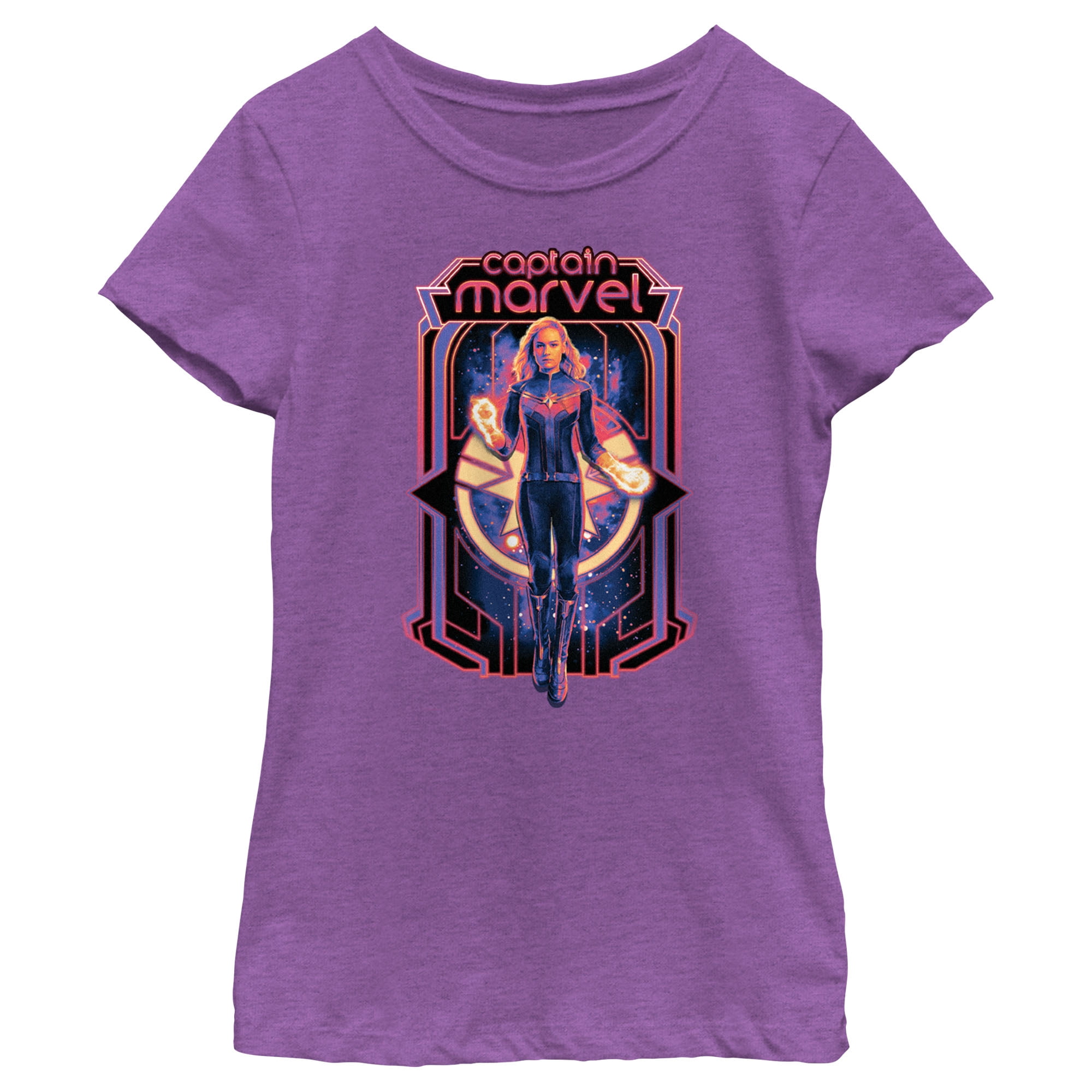 Girl's The Marvels Captain Marvel Portrait Graphic Tee Purple Berry ...