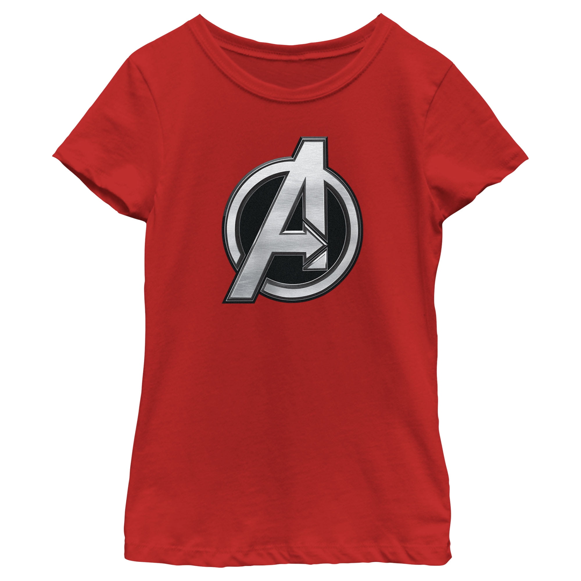 Girl's The Marvels Silver Avengers Logo Graphic Tee Red Medium ...