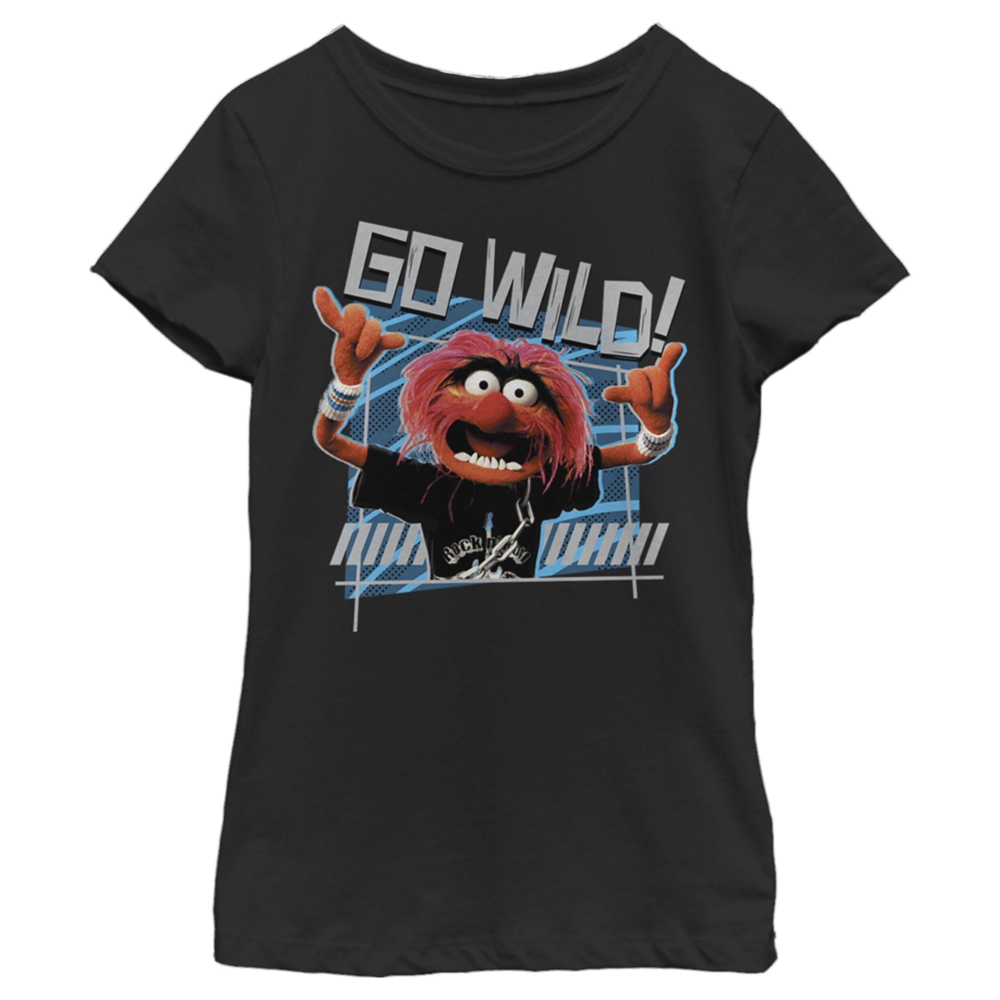 Girl's The Muppets Animal Go Wild Graphic Tee Black Medium - Walmart.com