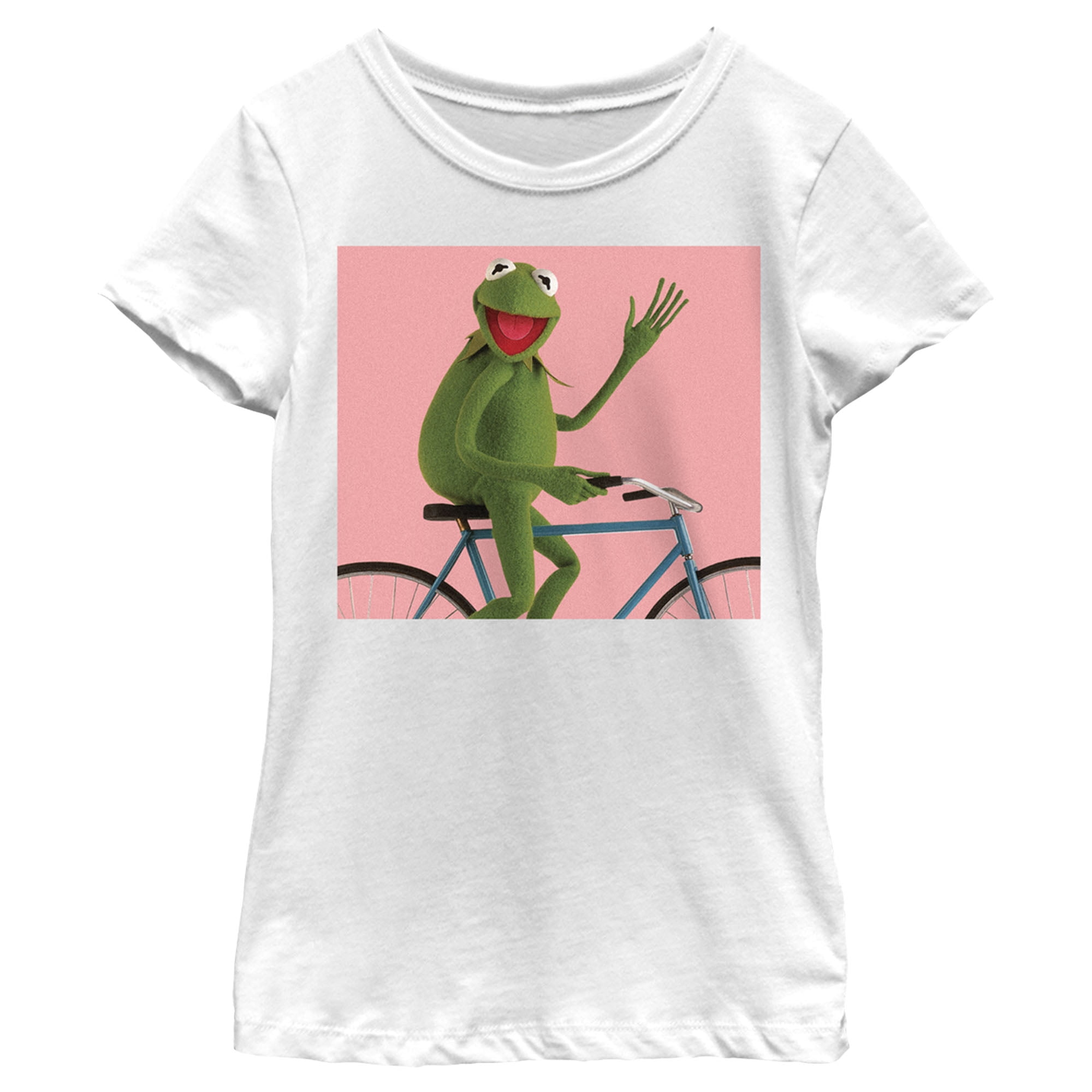 Girl's The Muppets Kermit Bike Wave Graphic Tee White Small - Walmart.com