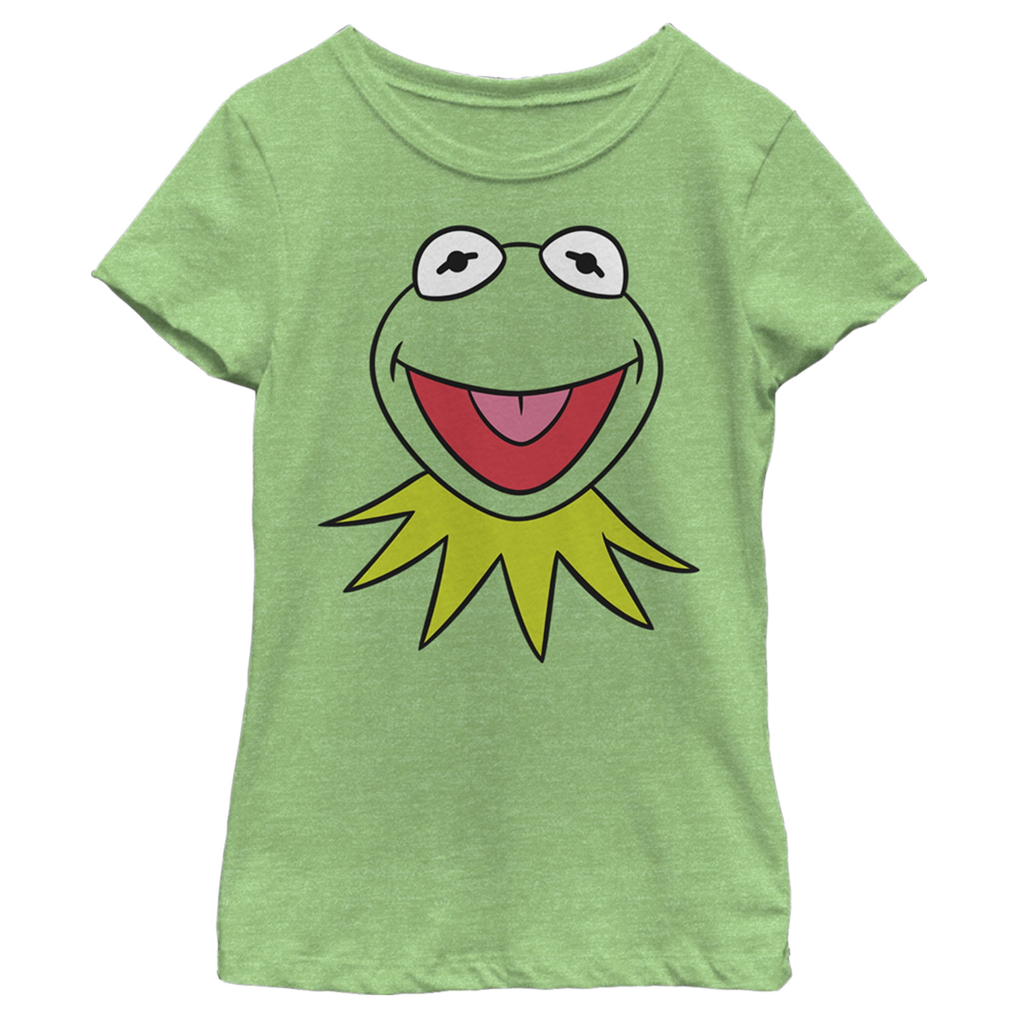 Girl's The Muppets Kermit the Frog Face Graphic Tee Green Apple Large ...