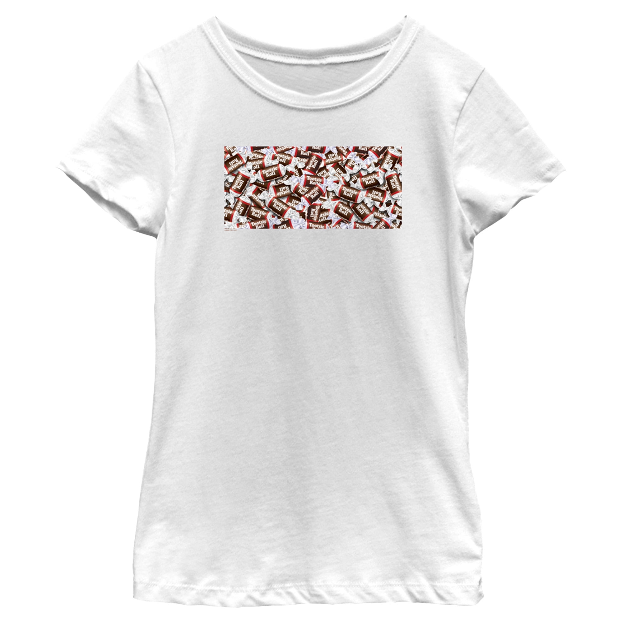 Girl's Tootsie Roll Classic Candy Collage Graphic Tee White Large ...