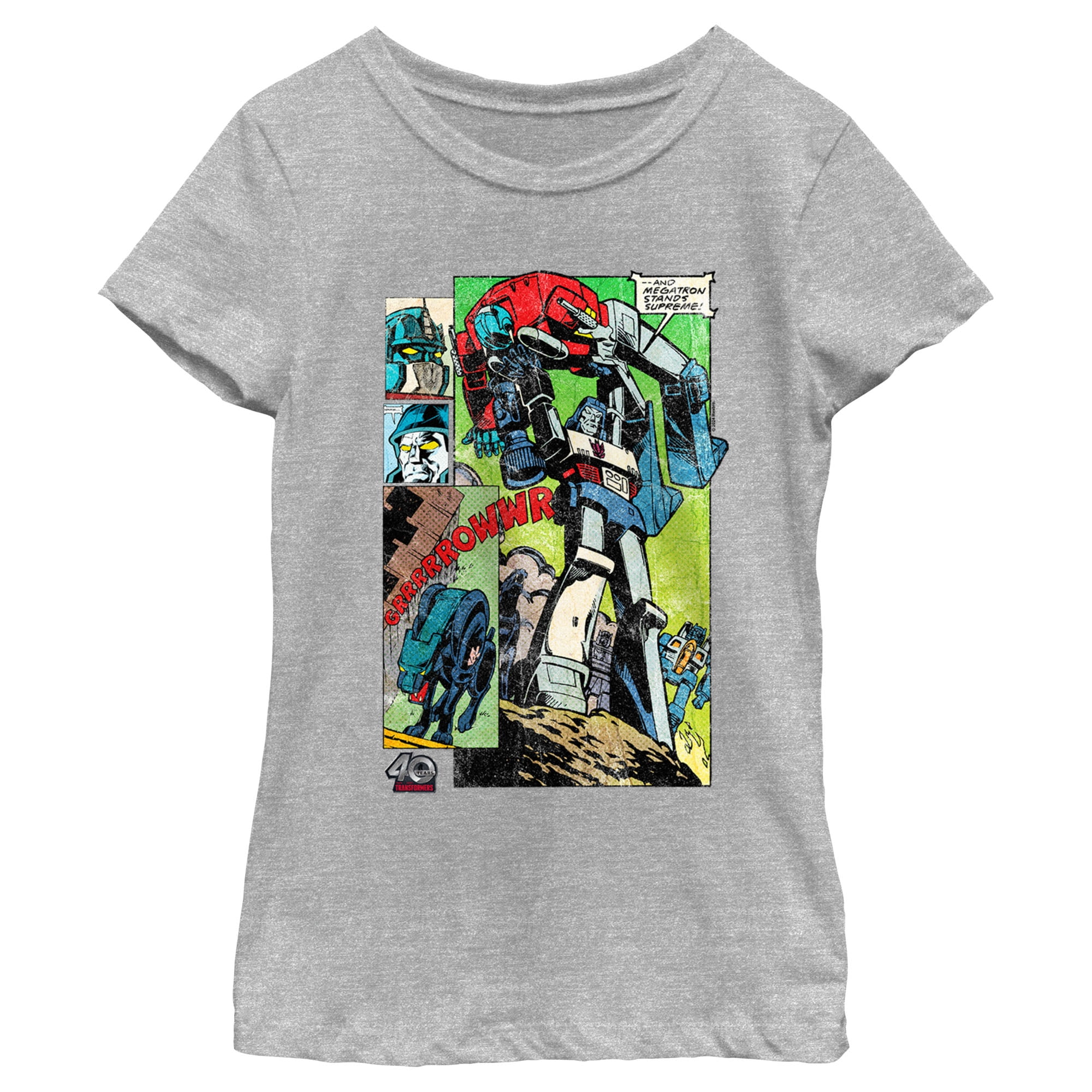 Girl's Transformers And Megatron Stands Supreme Panel Graphic T-Shirt ...