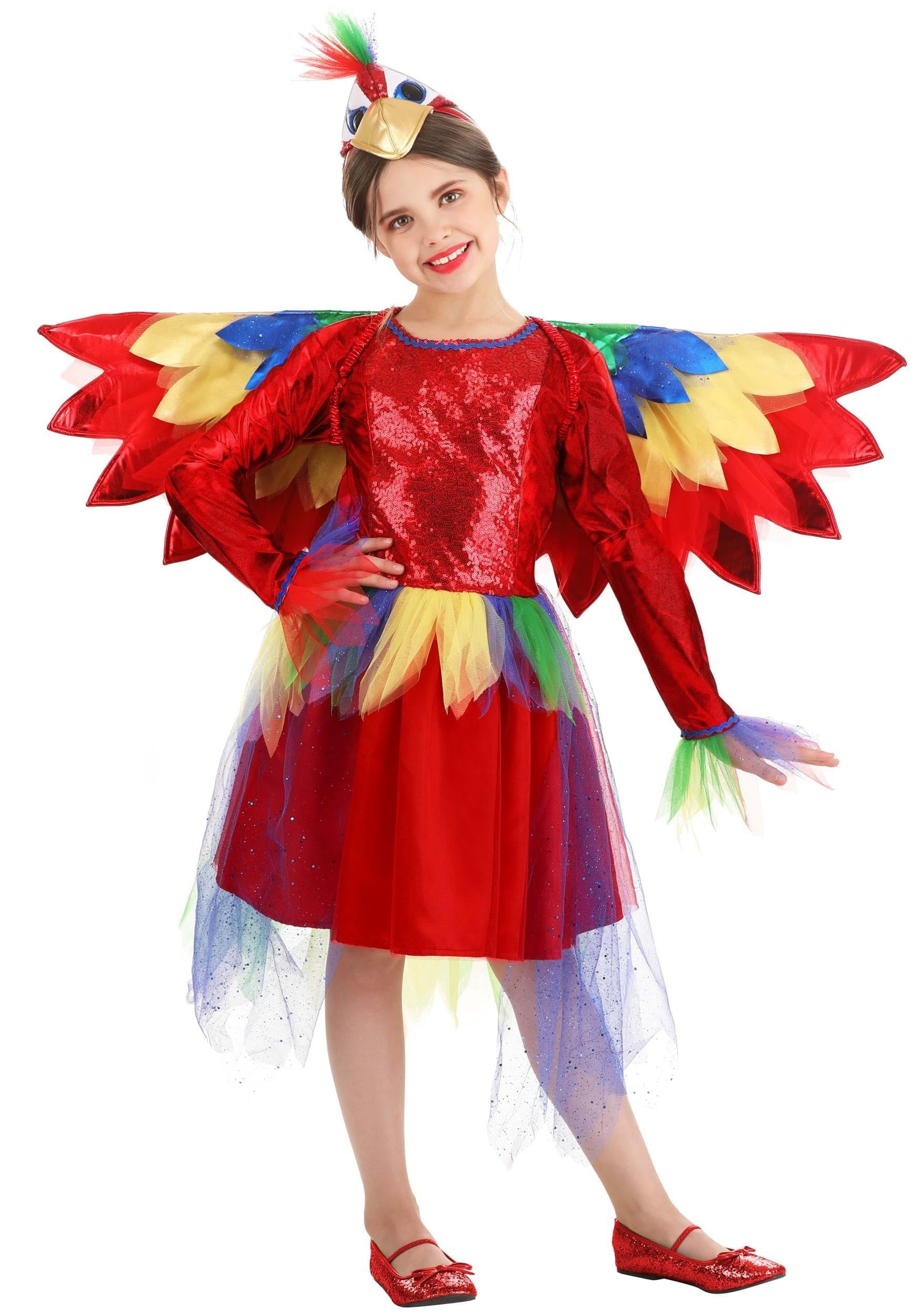 Girl's Tropical Parrot Dress Costume - Walmart.com