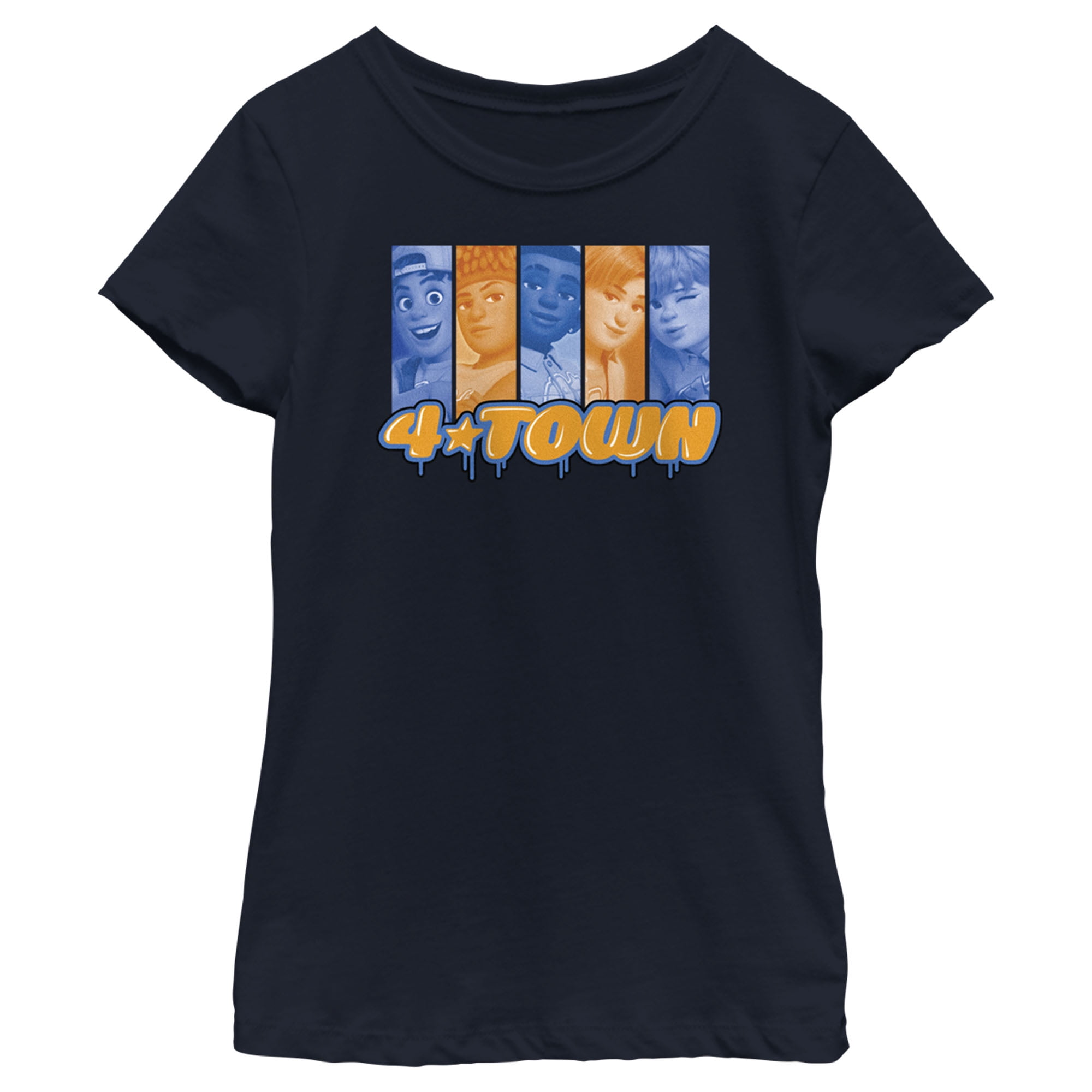 Girl's Turning Red 4*Town Paint Drip Panels Graphic Tee Navy Blue Large ...