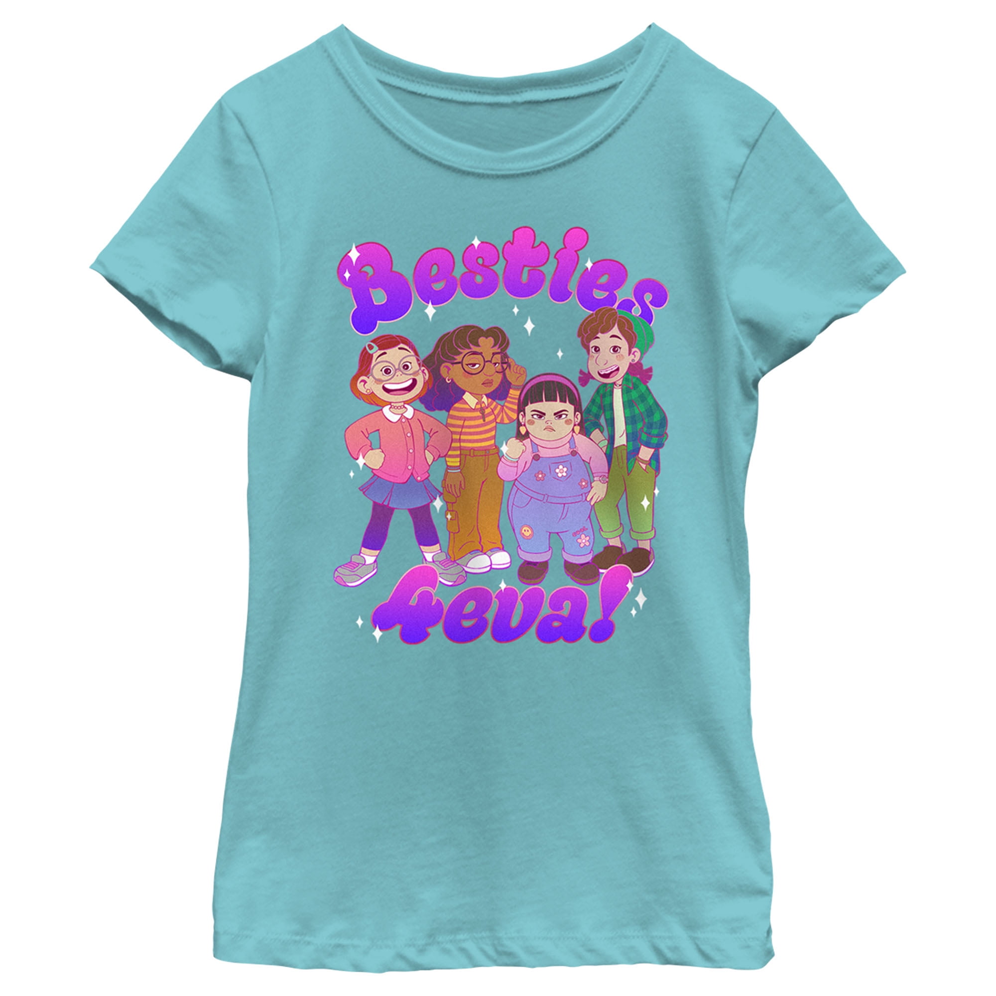 Girl's Turning Red Besties 4Eva! Graphic Tee Tahiti Blue Small ...