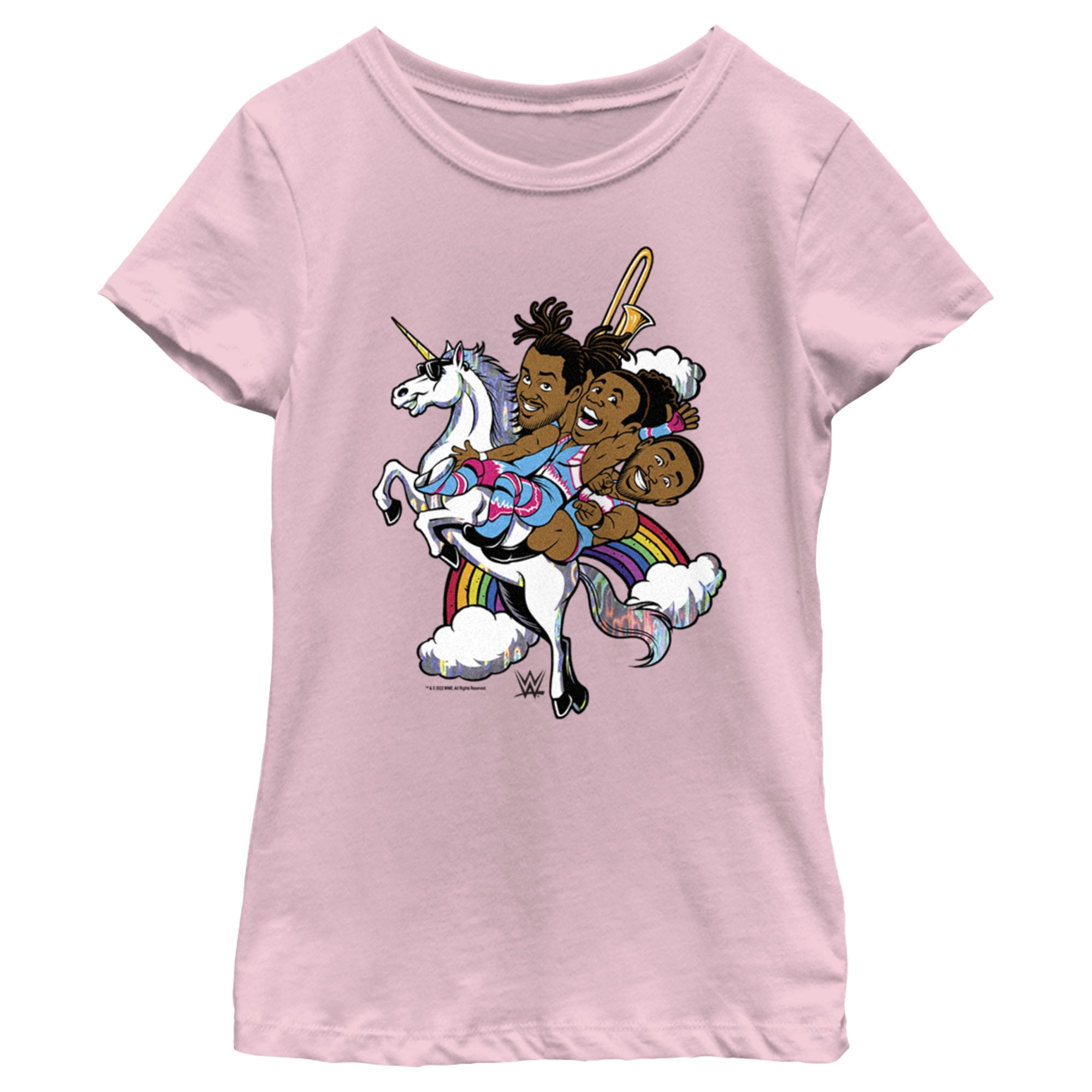 Girl's WWE New Day Unicorn Animated Graphic Tee Light Pink Large ...