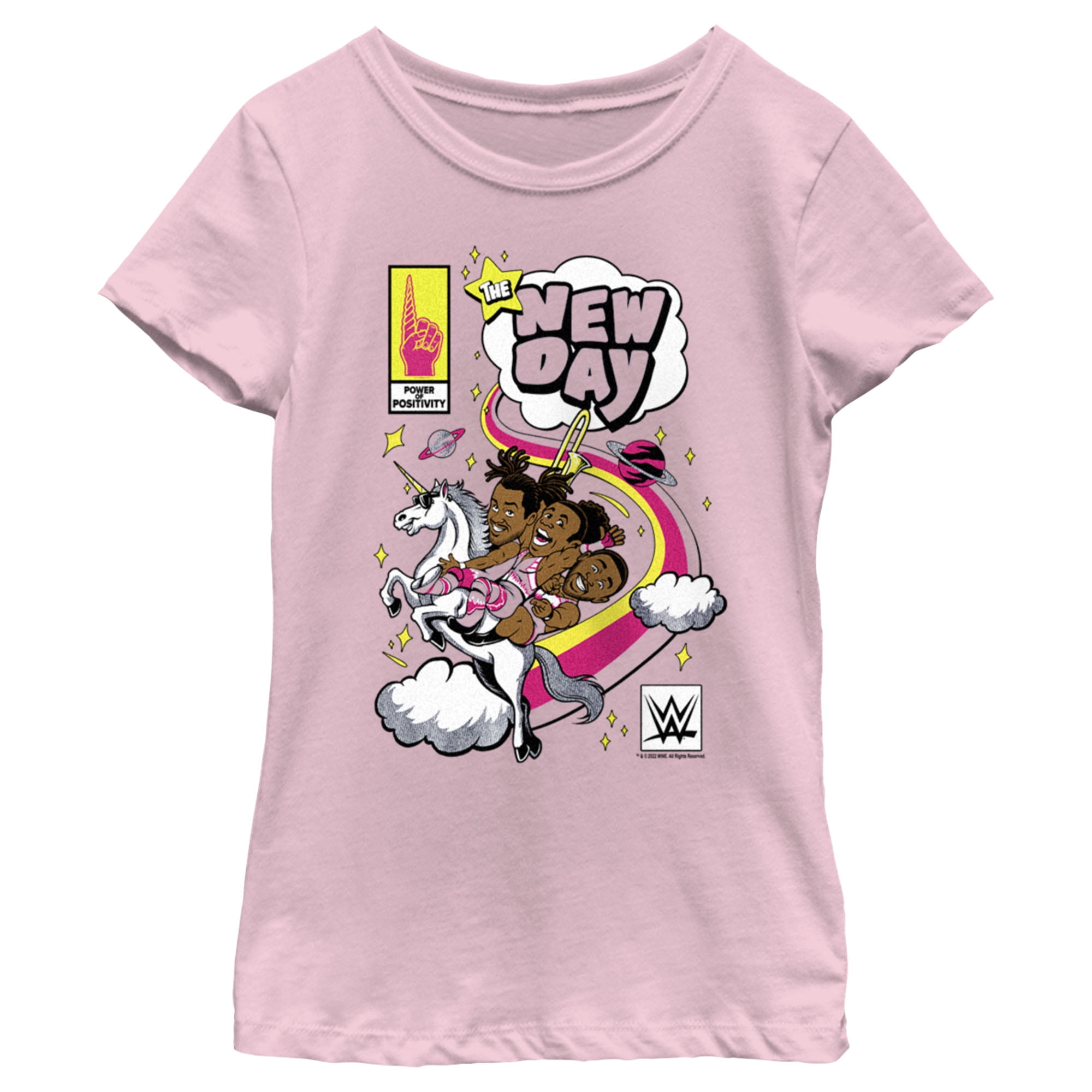 Girl's WWE New Day Unicorn Comic Graphic Tee Light Pink X Large ...