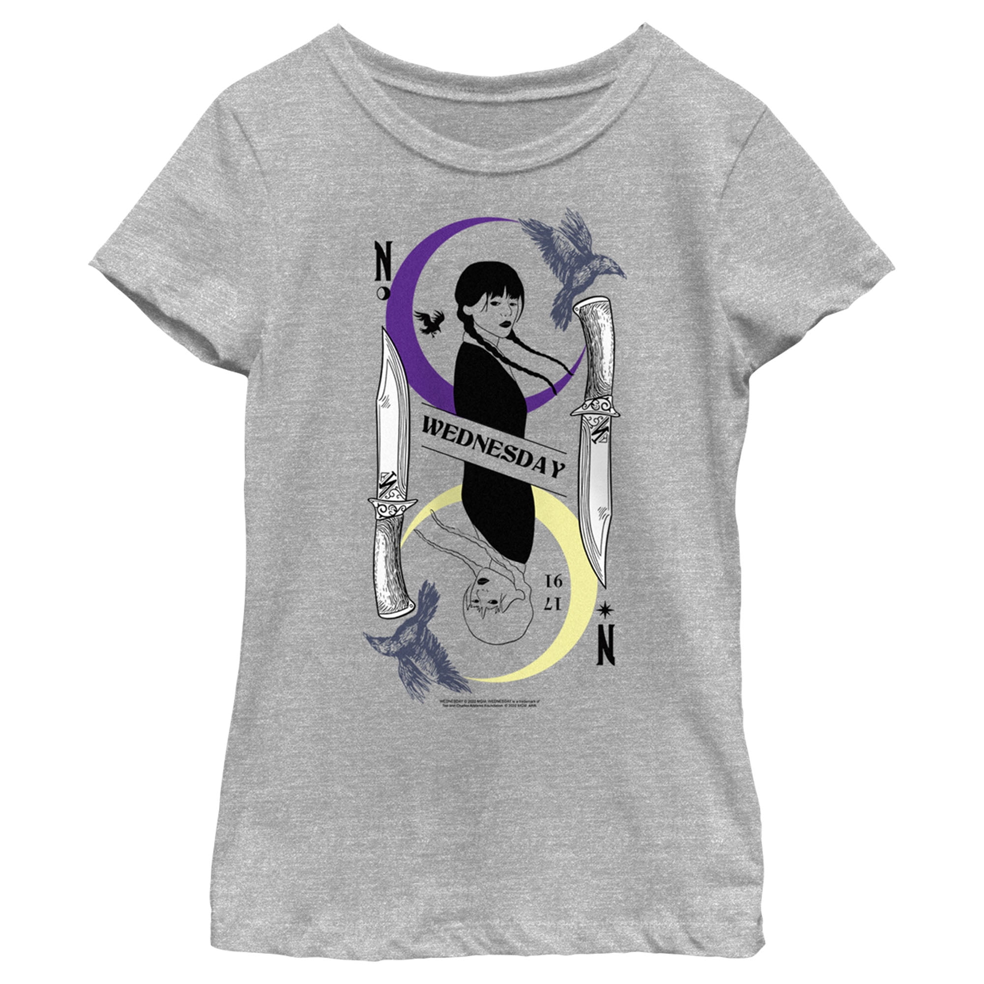 Girl's Wednesday Character Line Art Graphic Tee Athletic Heather Small ...