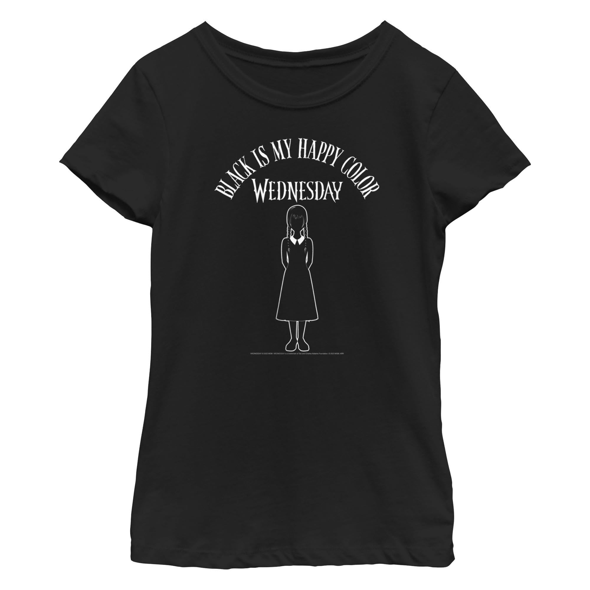 Girl's Wednesday Wednesday Silhouette Black Is My Happy Color Graphic T ...