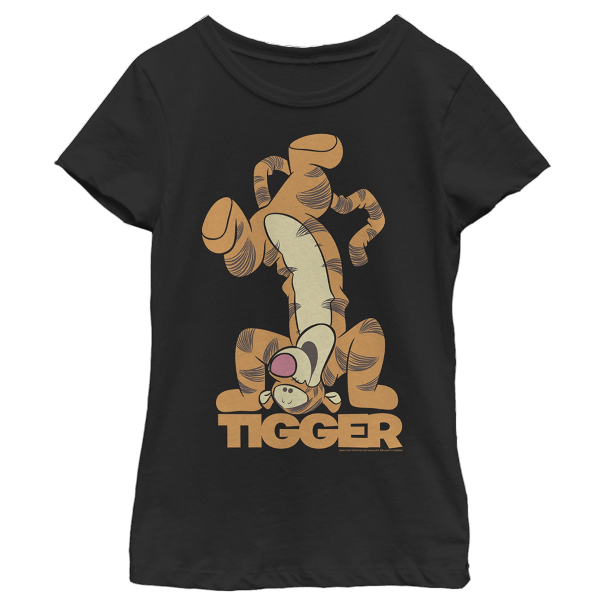 Girl's Winnie the Pooh Handstand Tigger Graphic Tee Black Large ...
